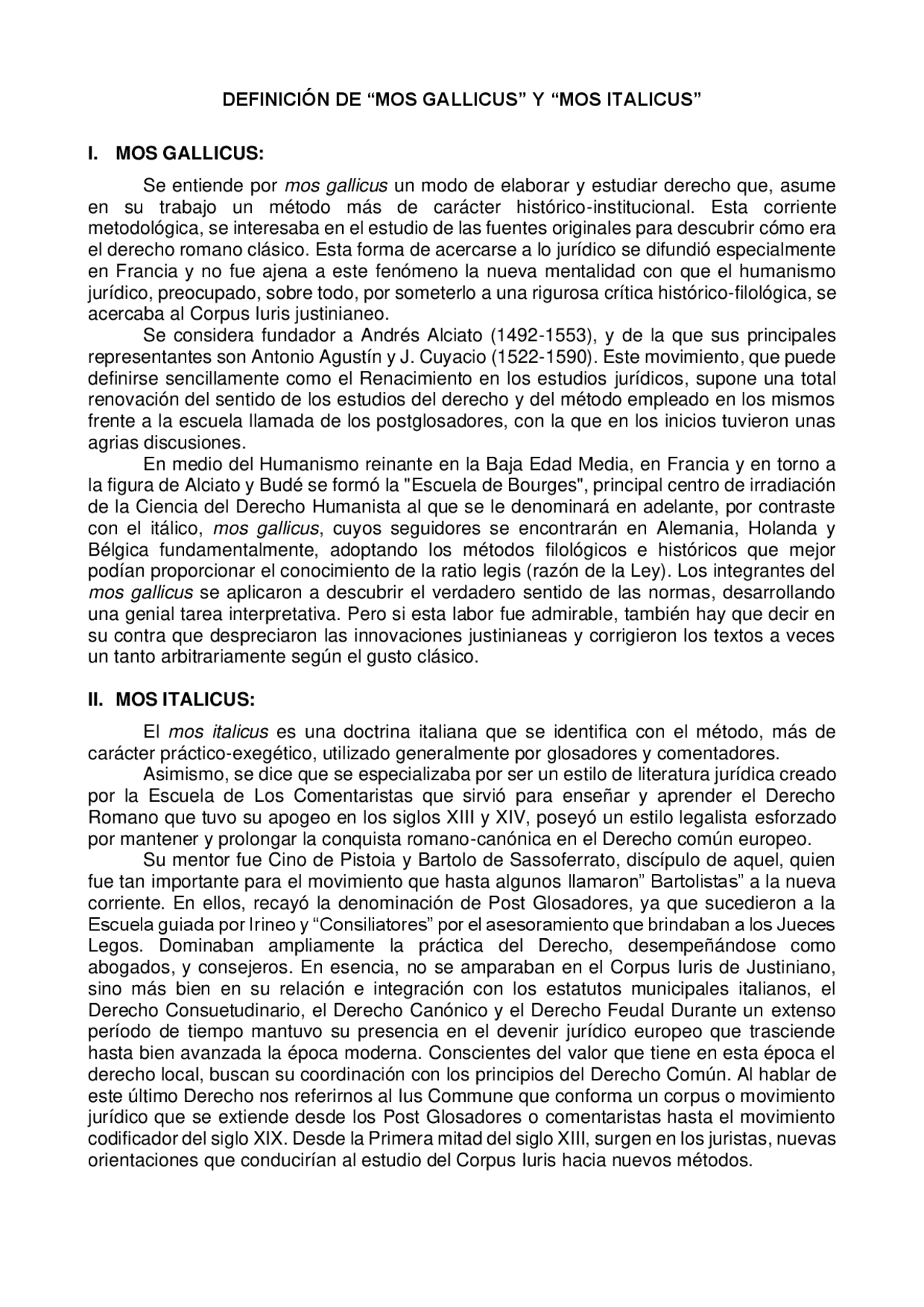DEFINICION DE MOS GALLICUS Y MOS ITALICUS | Apuntes de Historia del ...