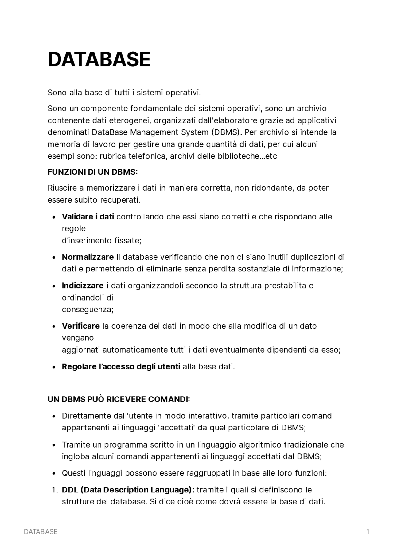 Appunti Di Informatica Sui Database Docsity