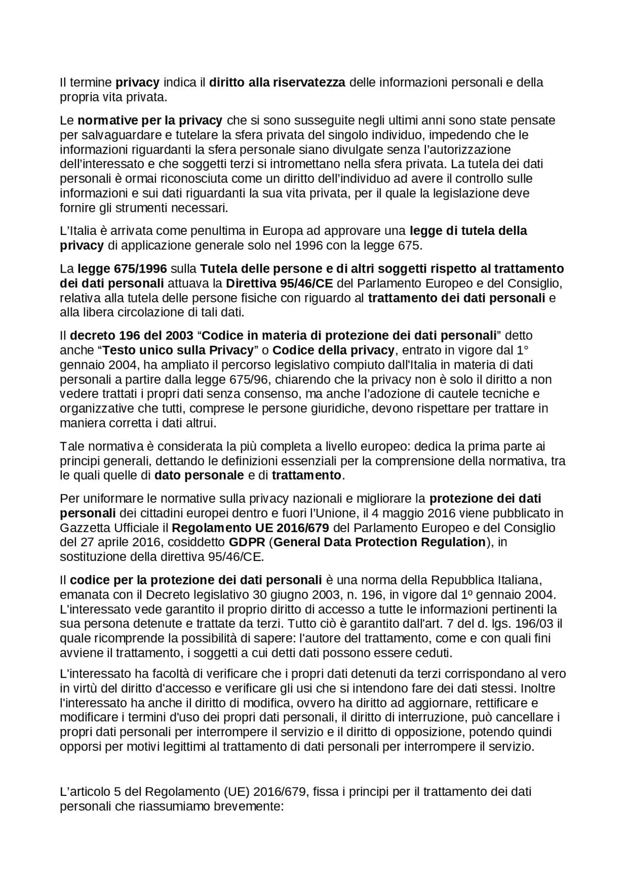 Il Diritto Alla Privacy Docsity