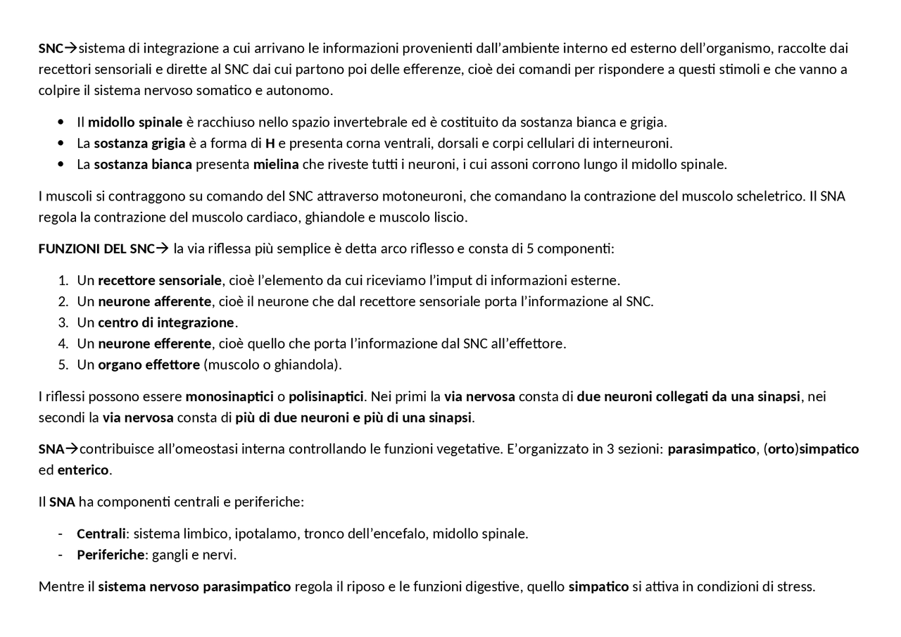 Appunti Fisiologia Umana Docsity