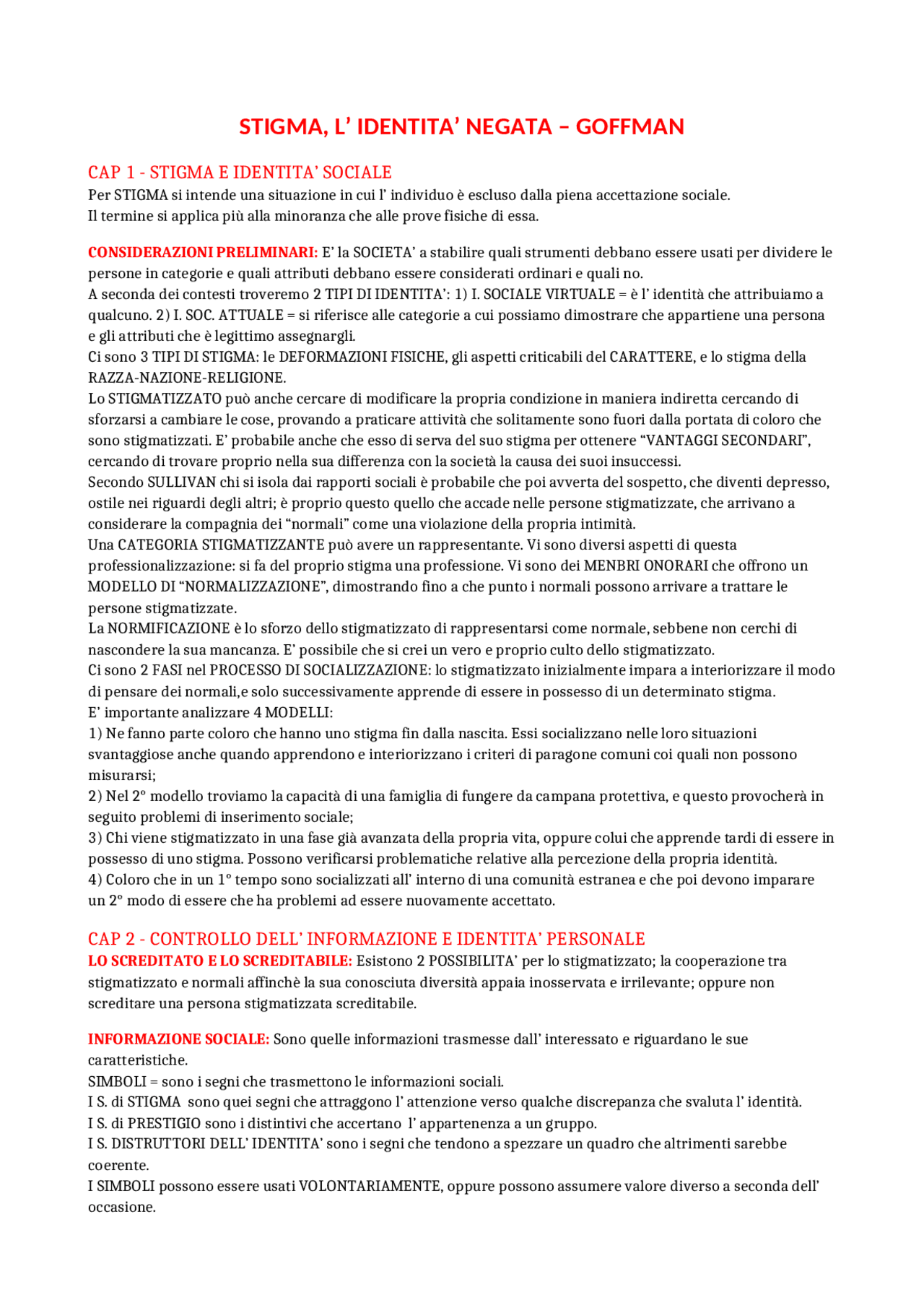 Stigma Libro Psicologia Docsity