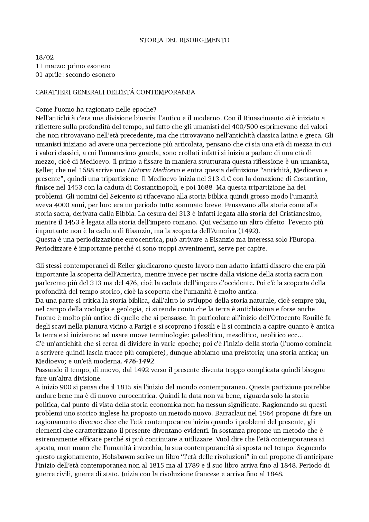Appunti Storia Del Risorgimento Docsity