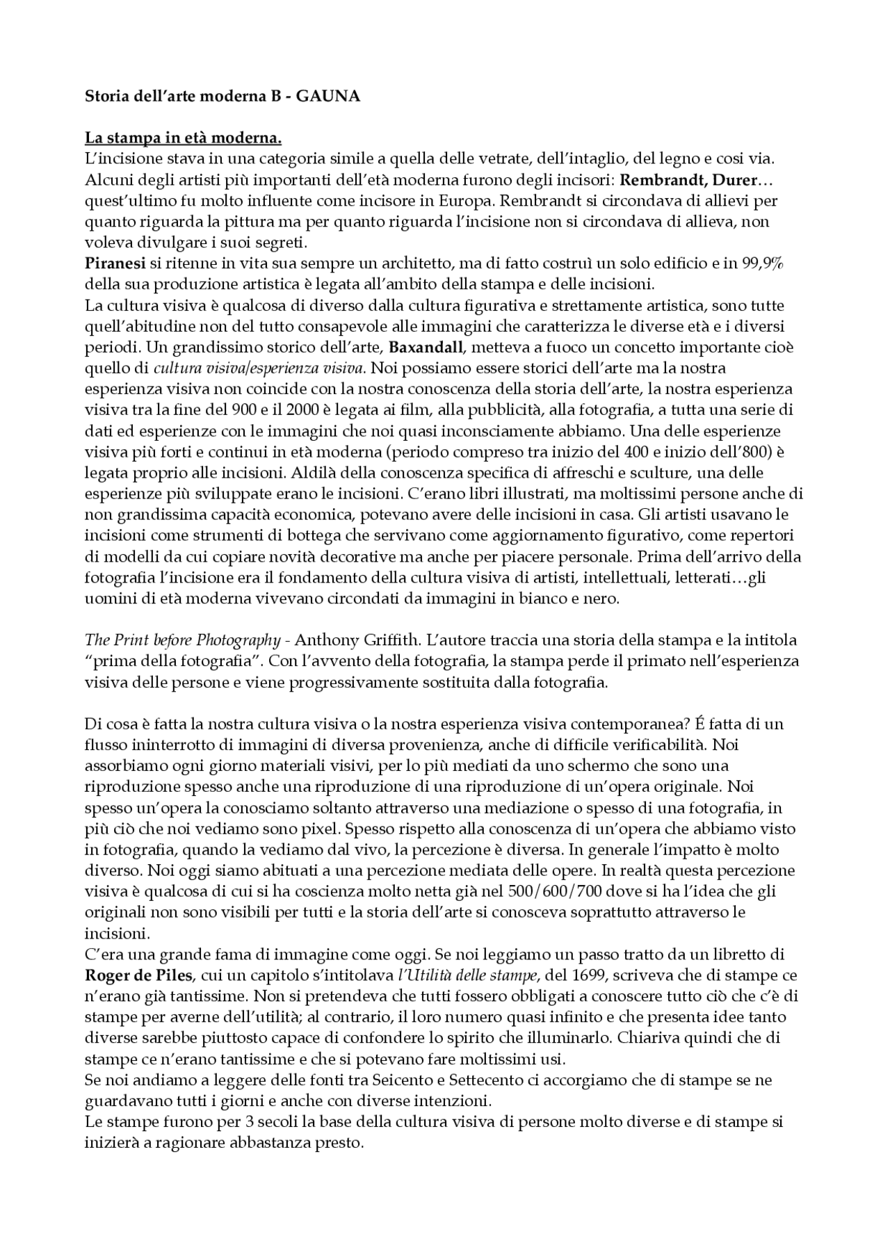 Appunti Arte Moderna B Prof Gauna Docsity
