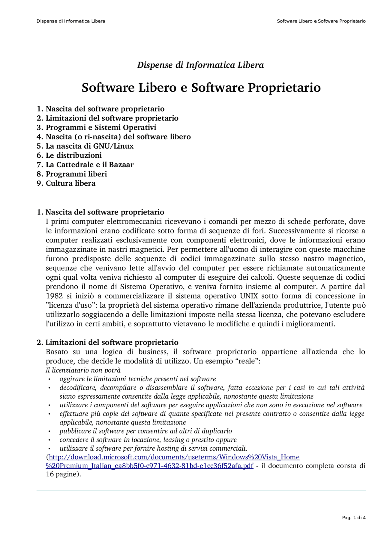 Il software libero e il software prorietario - Docsity