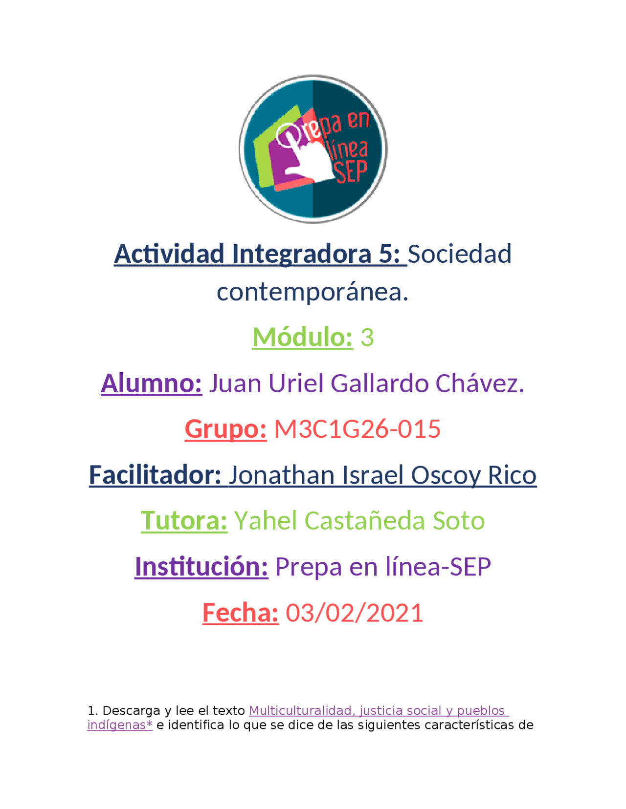 Actividad Integradora 5 Módulo 3 Apuntes De Historia De España Docsity