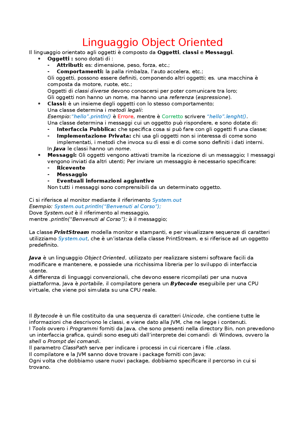 Programmazione Object Oriente - Docsity