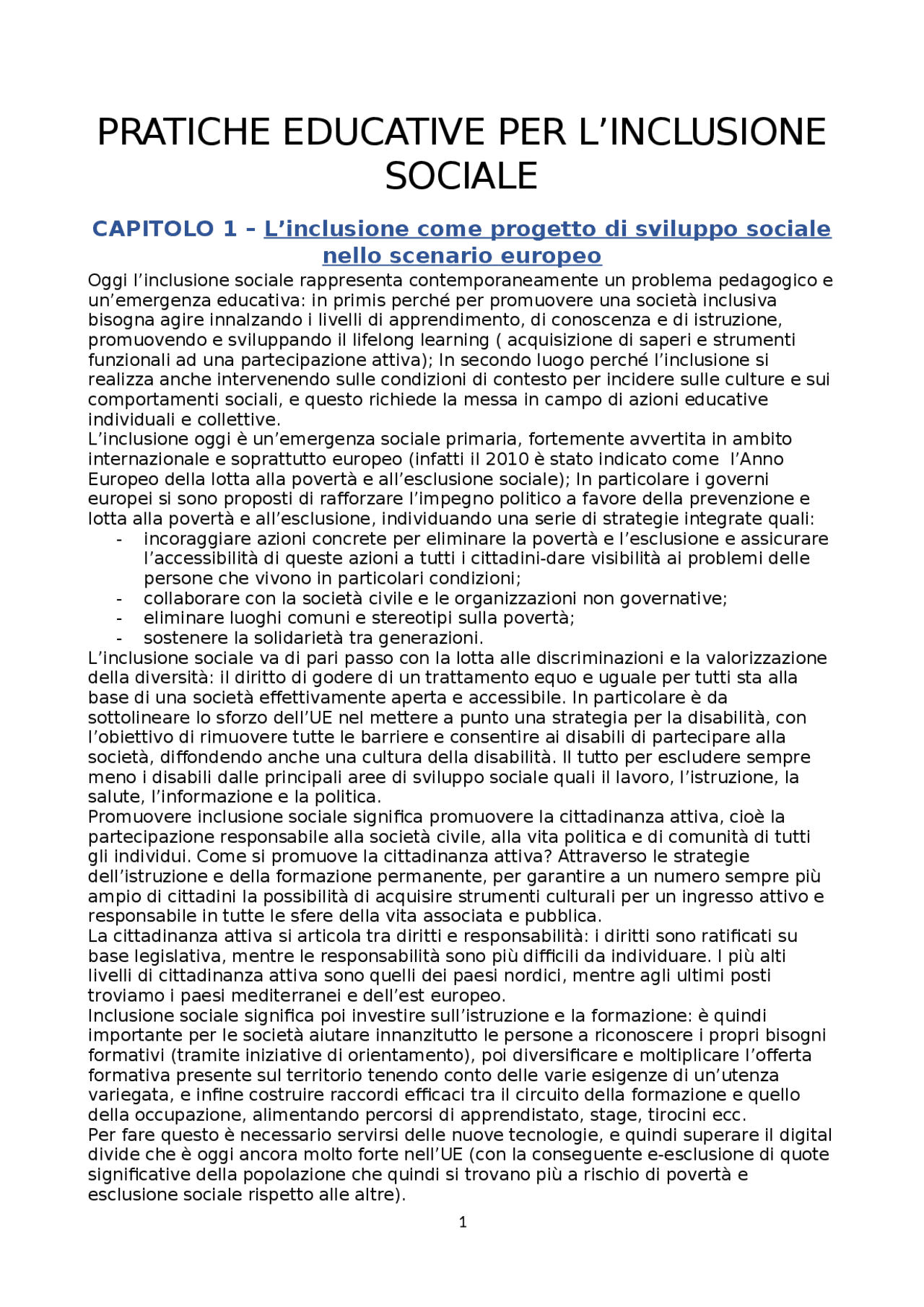 Pratiche Educative Per Linclusione Sociale Docsity