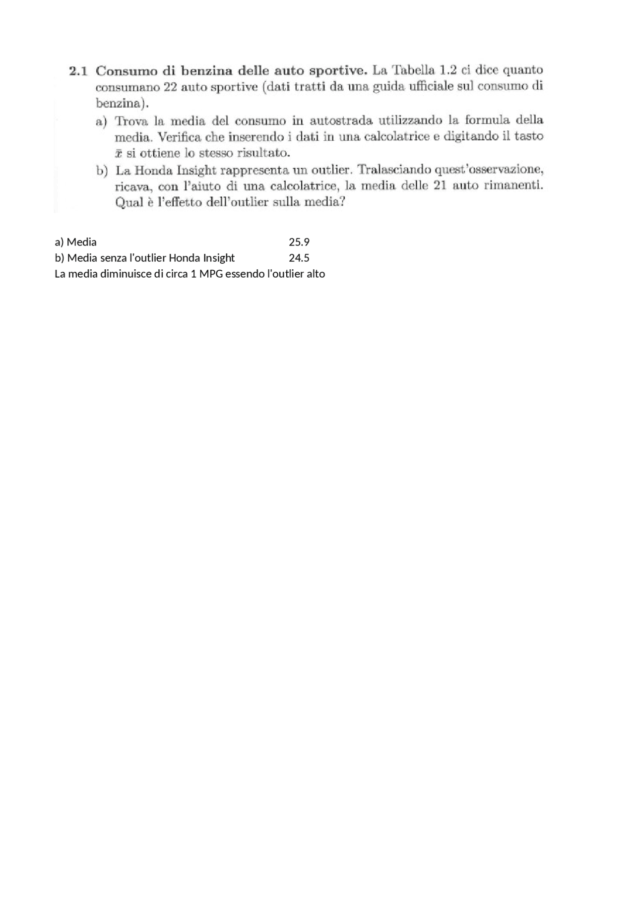 Esercizi Capitolo 2 Statistica Corso Informatica Docsity