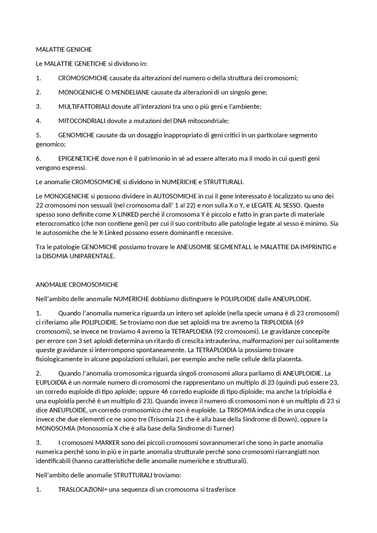 Classificazione Malattie Genetiche Appunti Di Genetica Docsity