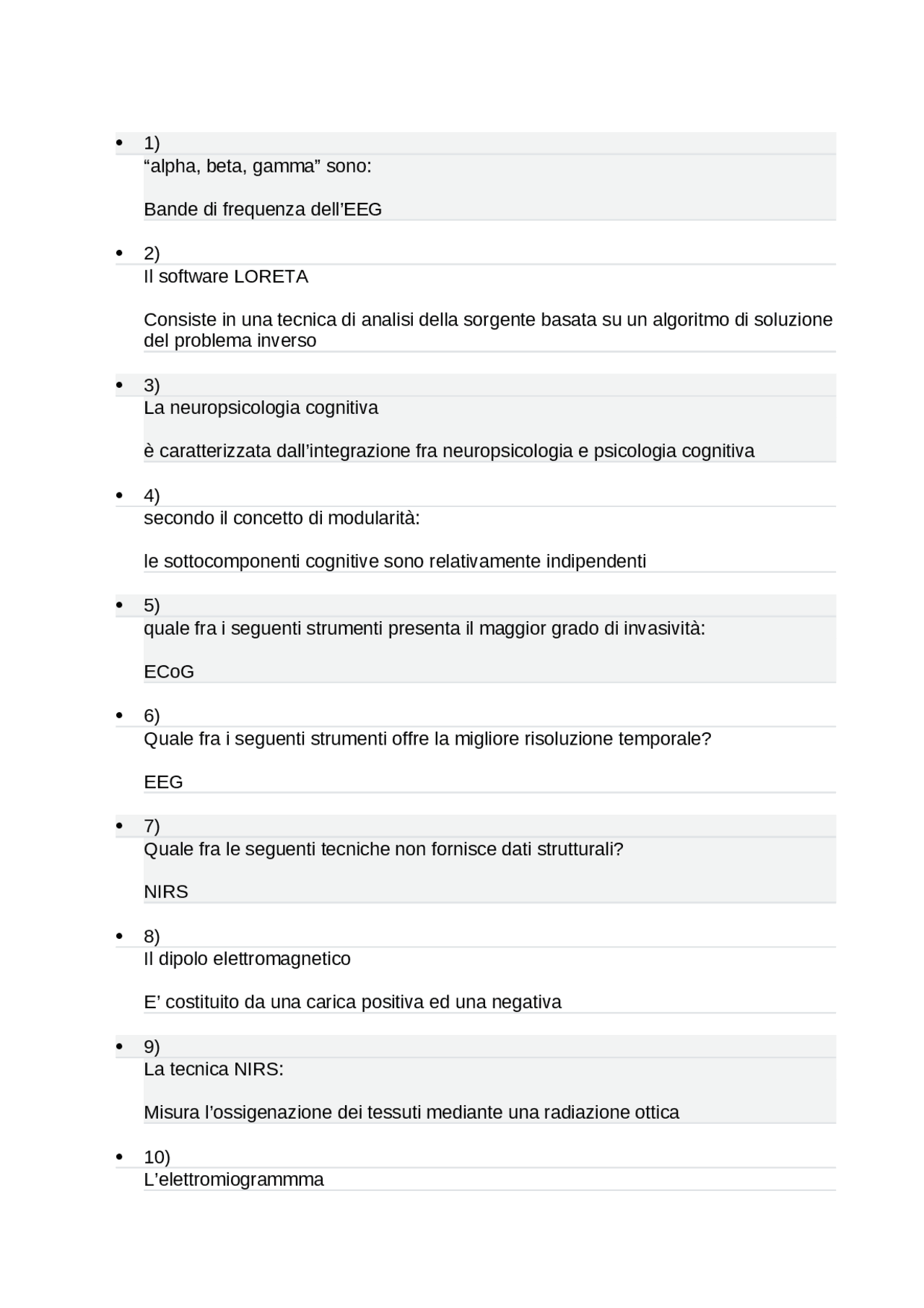 Neuropsicologia Test Unicusano Docsity