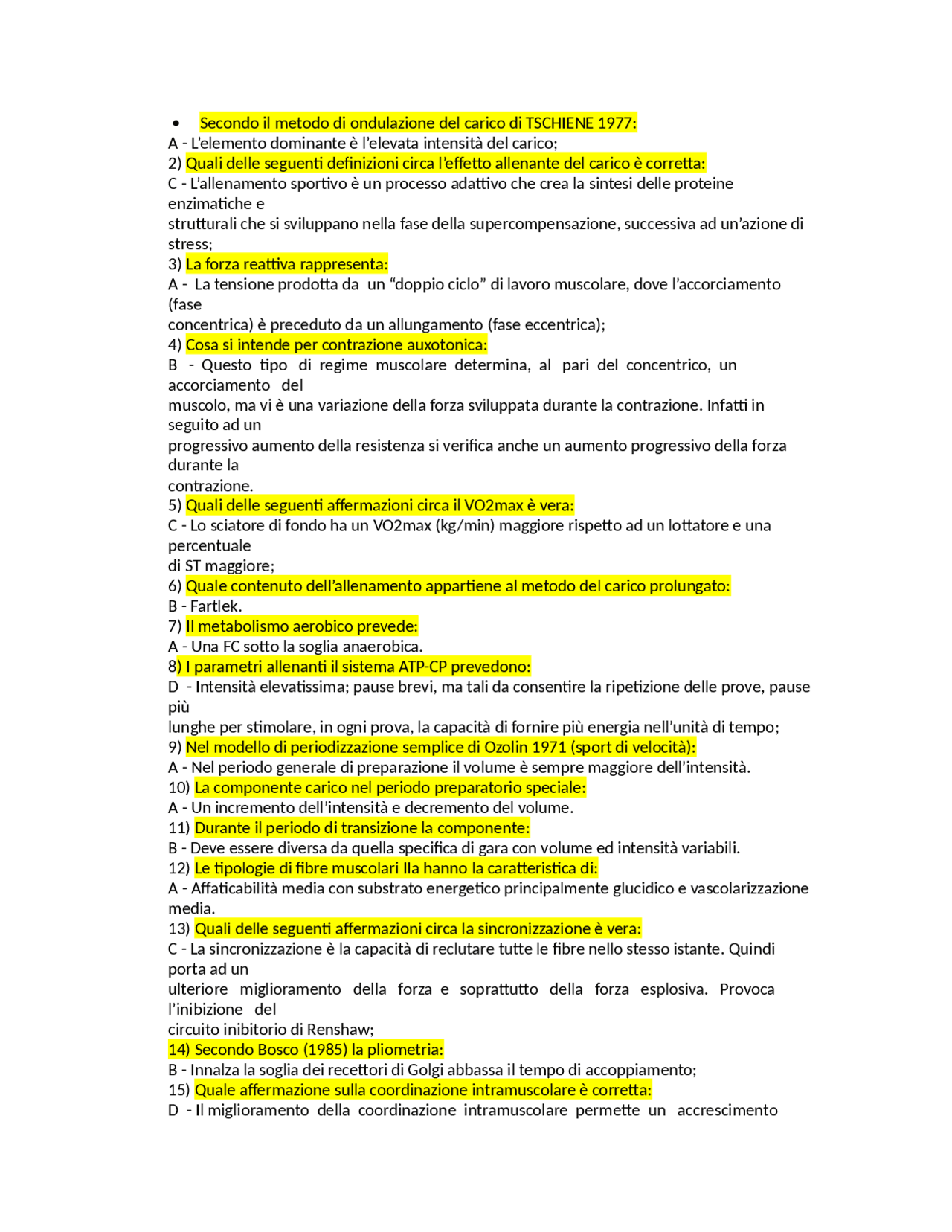 Domande esame teoria e metodologia dell'allenamento | Notes de Teoria E ...