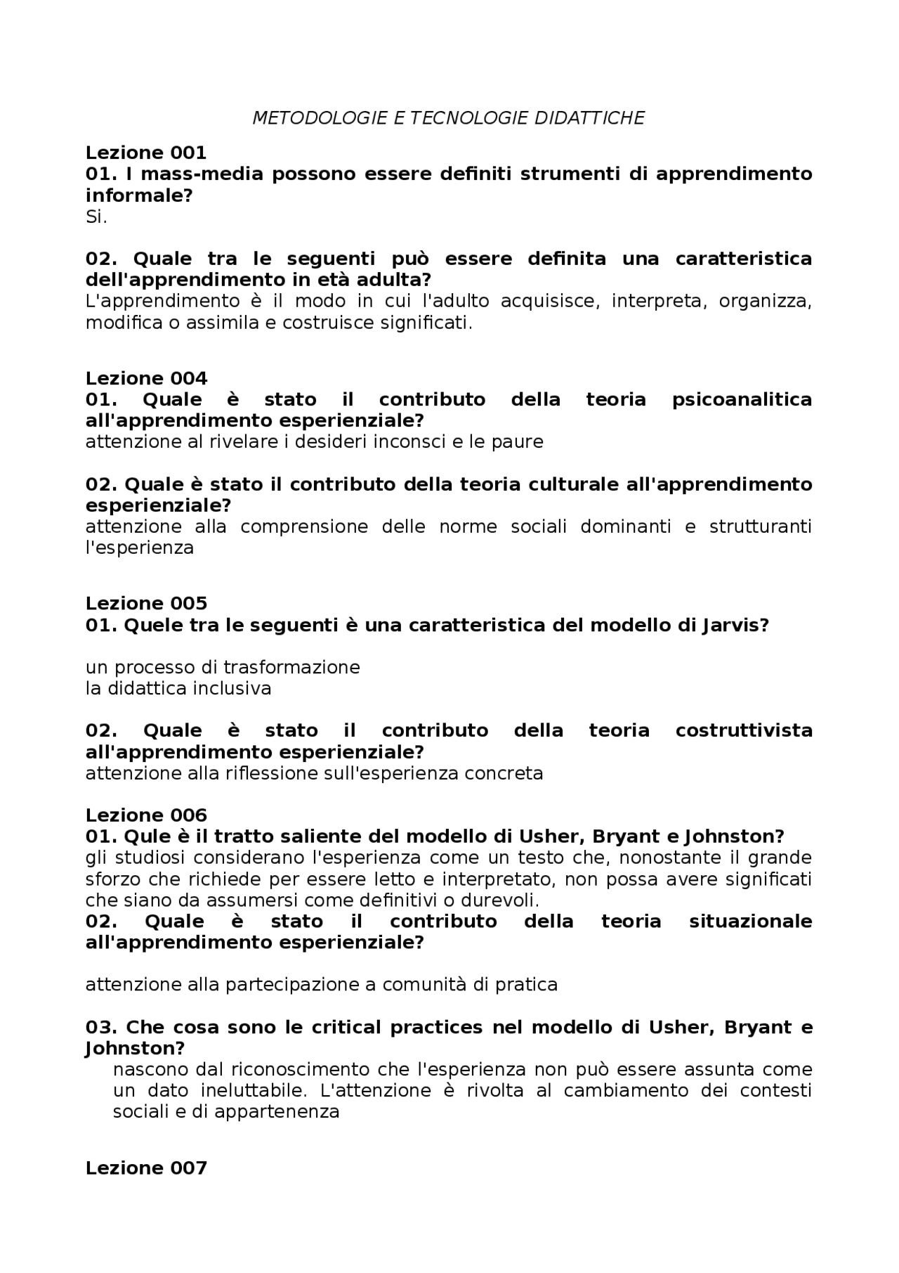 Domande 24 Cfu E Campus Docsity
