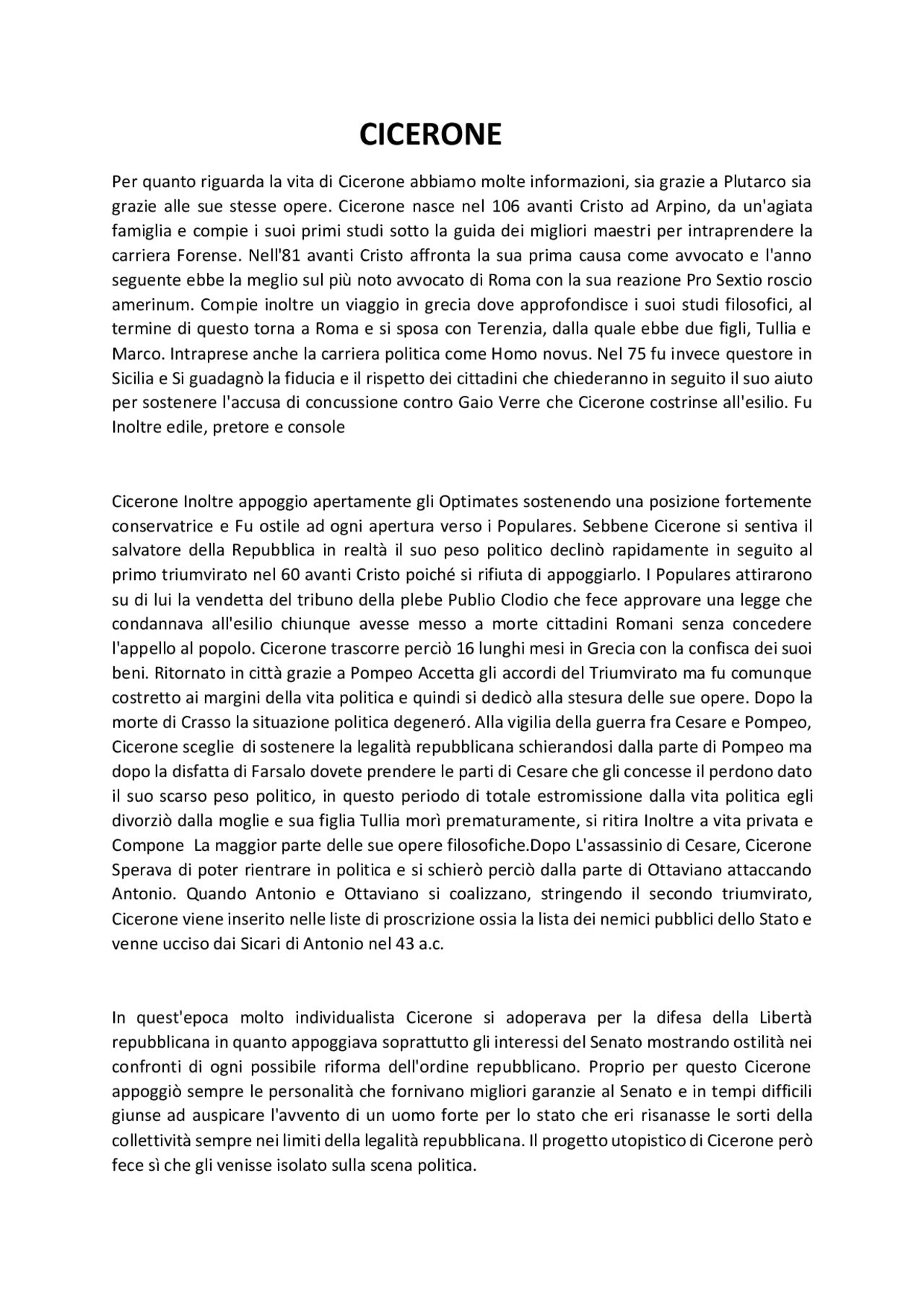 Vita E Opere Di Cicerone Docsity