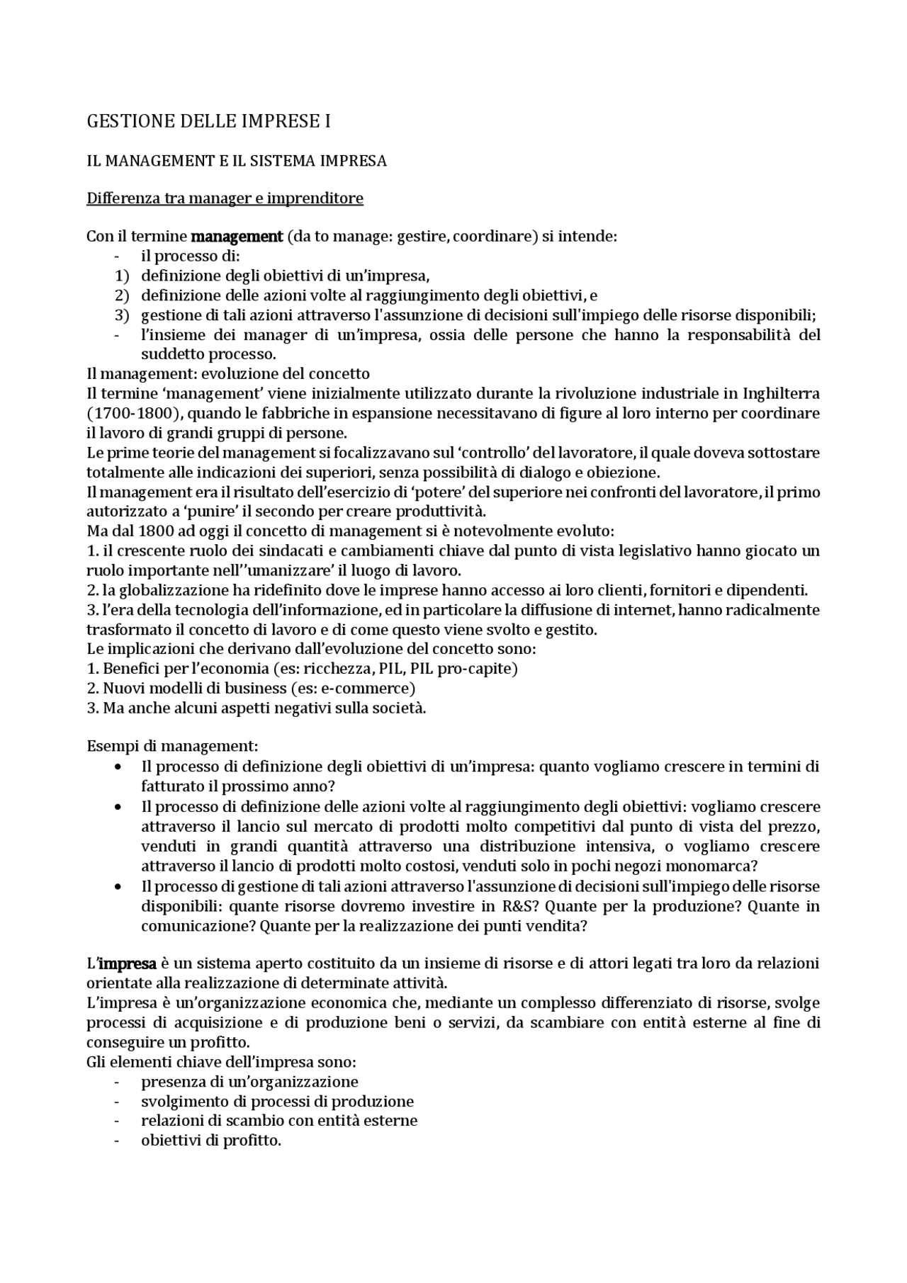 Gestione Delle Imprese Docsity