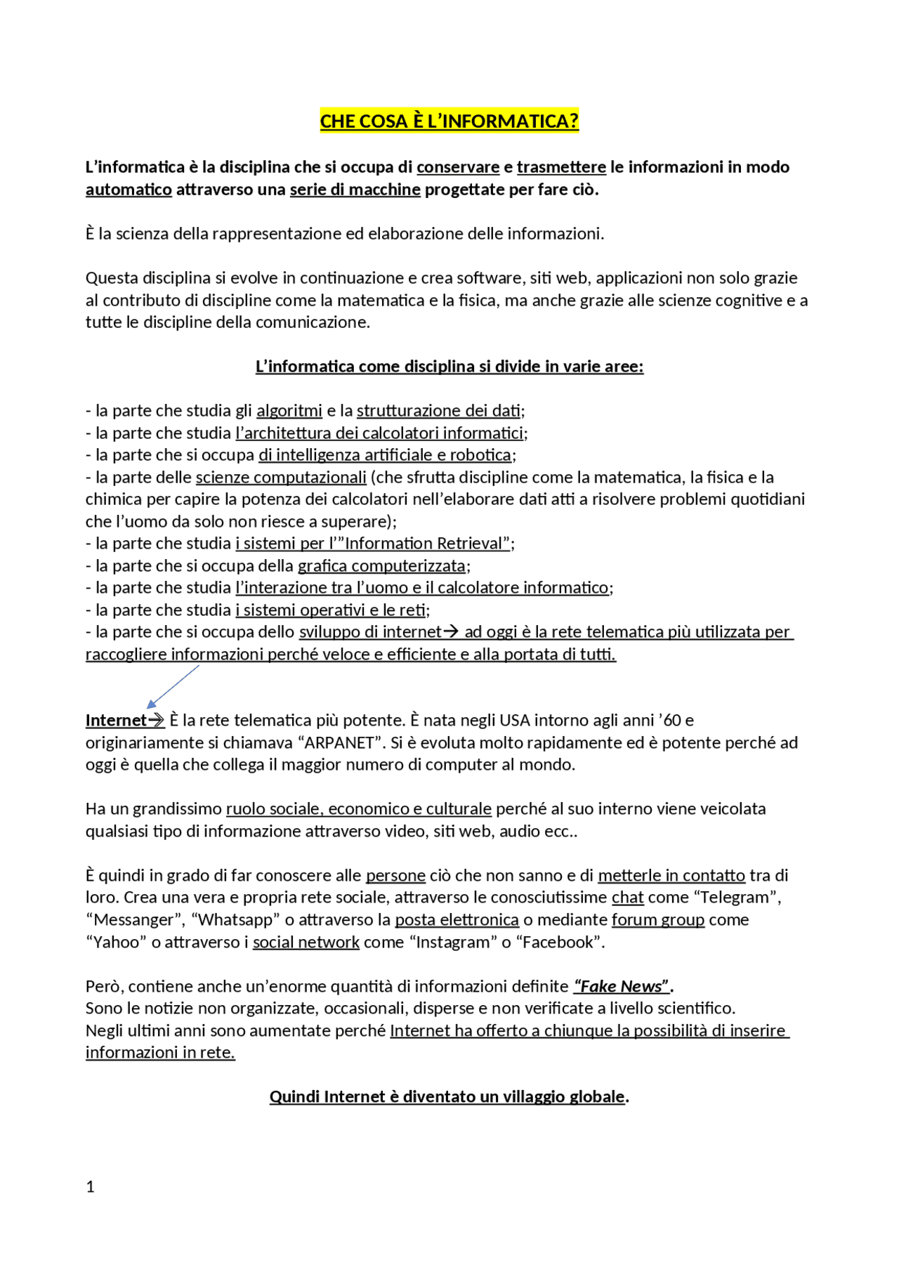 Informatica Per Le Scienze Umanistiche Docsity