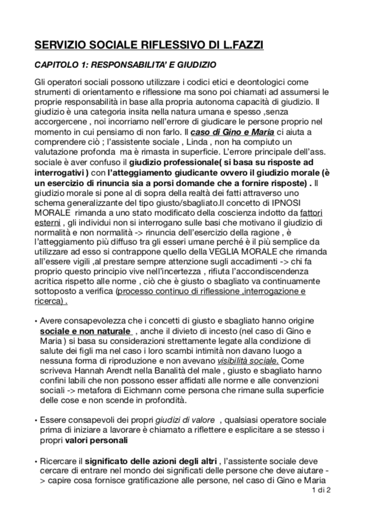 Riassunto Servizio Sociale Riflessivo L Fazzi Docsity