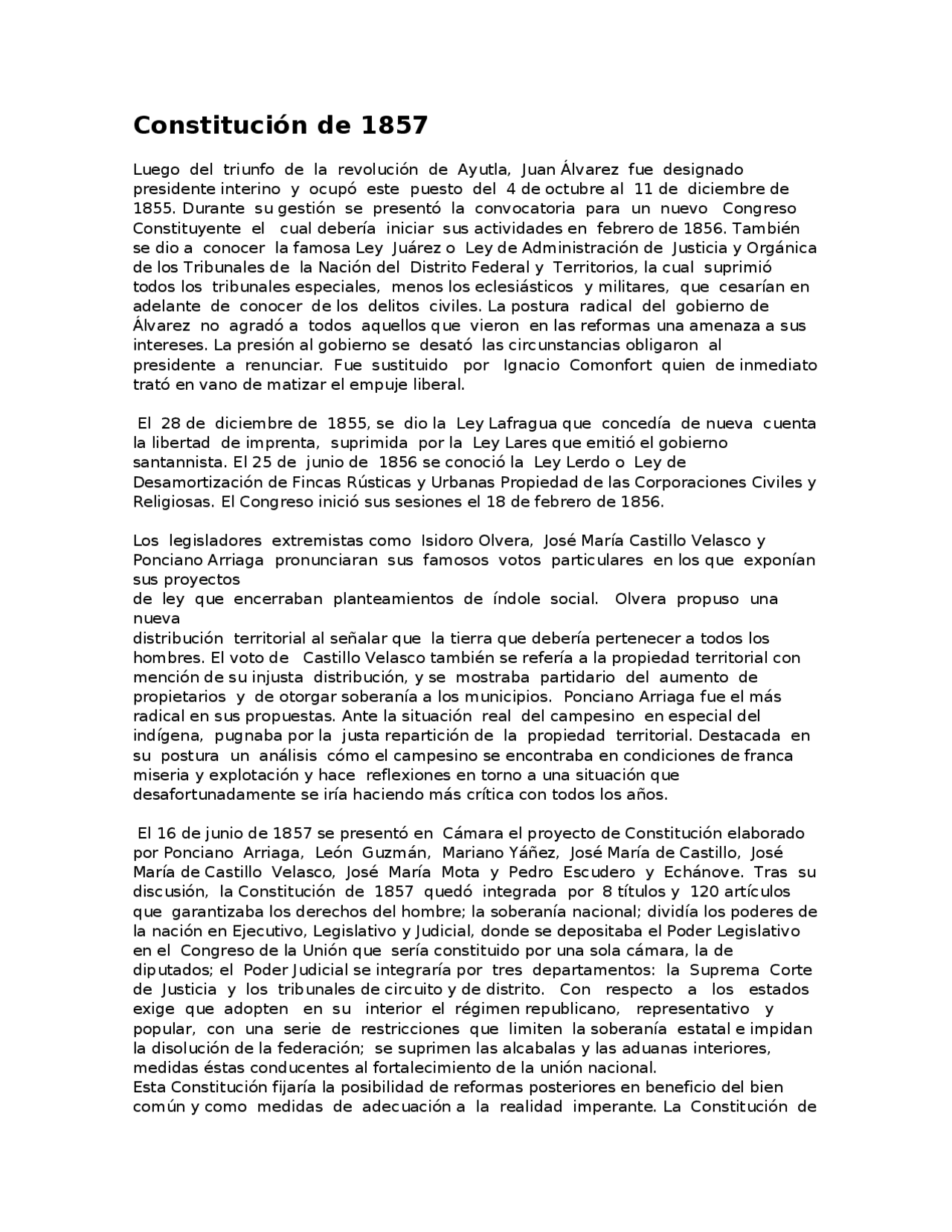 Constitución de 1857 - Docsity
