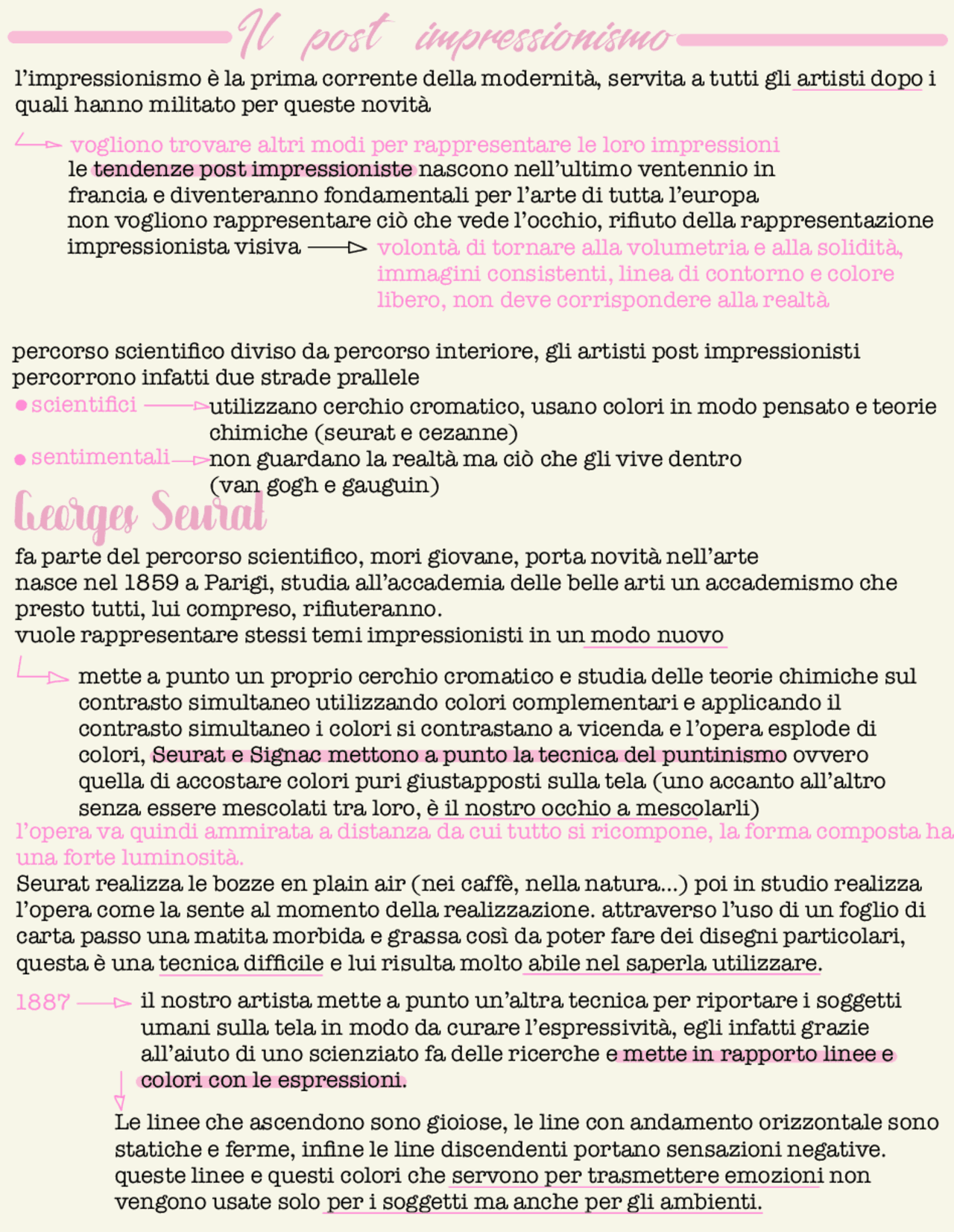 Arte Post Impressionista Docsity