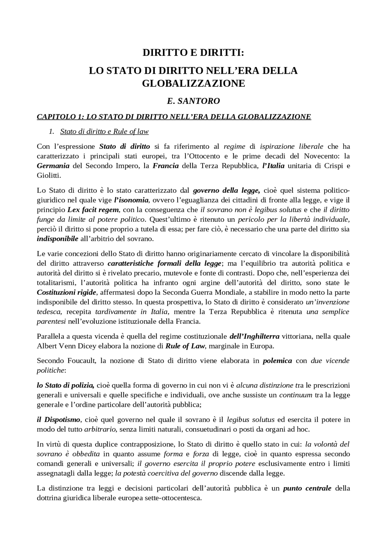 Diritto E Diritti Santoro Docsity