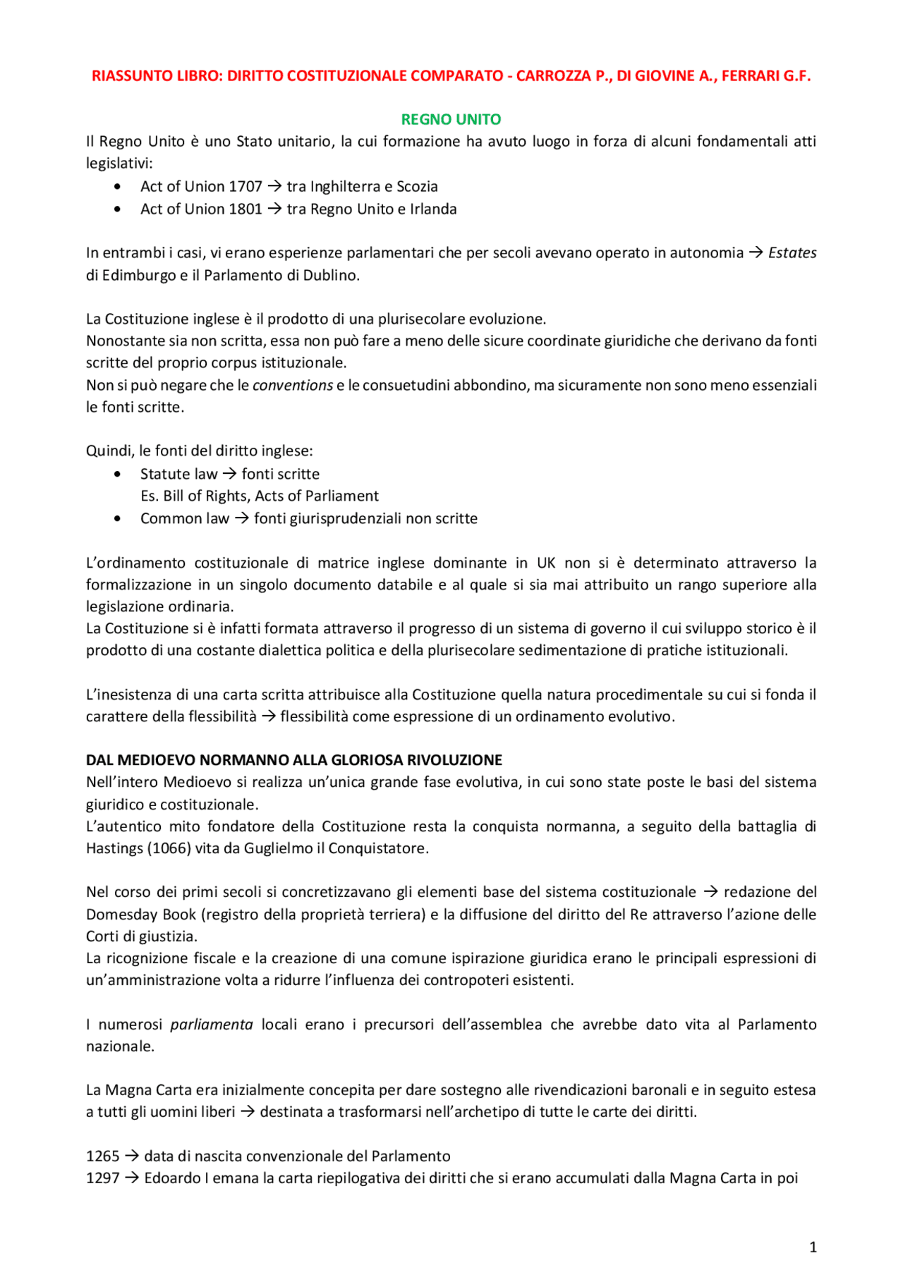 Riassunto Libro Diritto Costituzionale Comparato Docsity