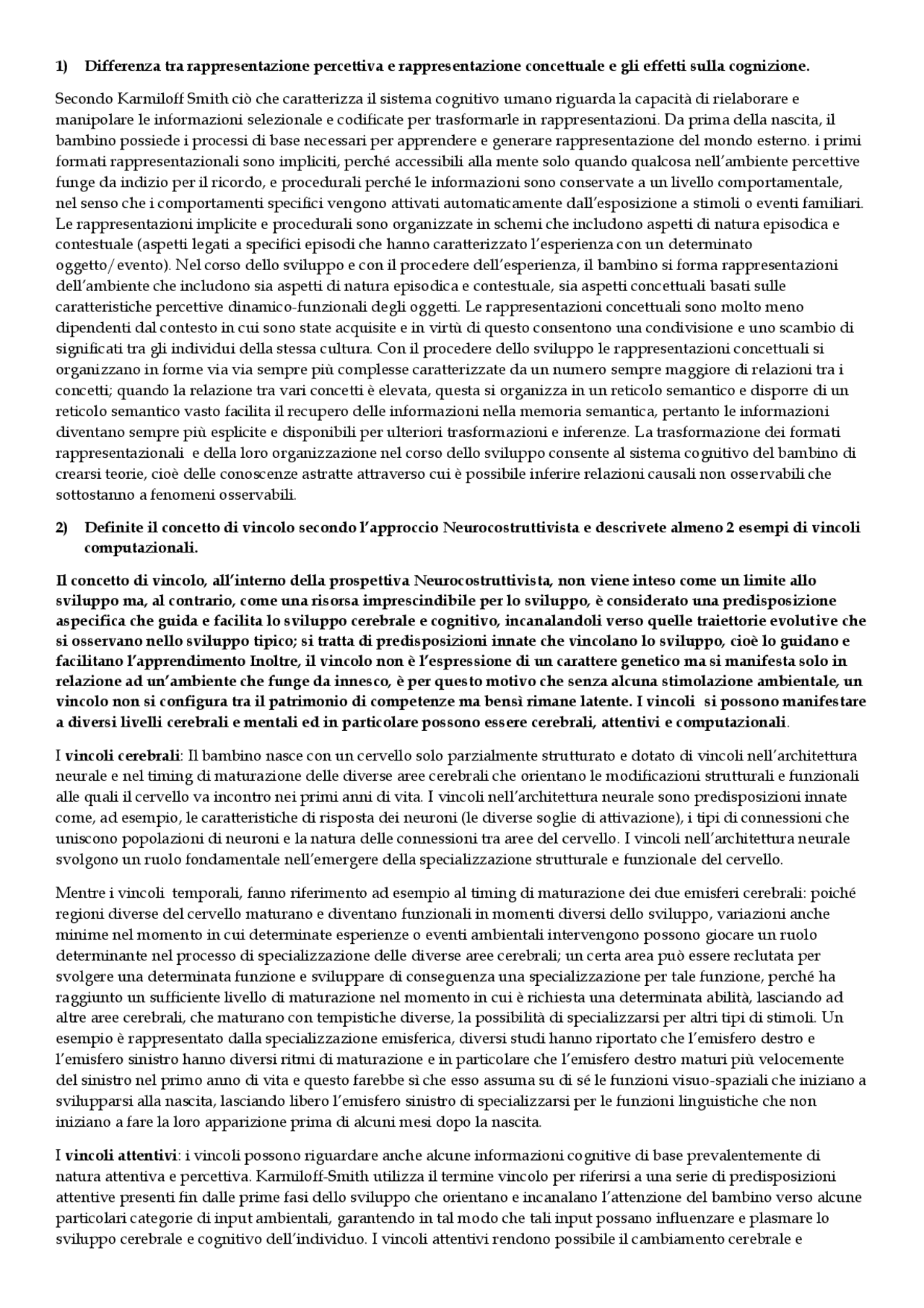 Domande Indicatori Precoci Di Sviluppo Atipico Docsity