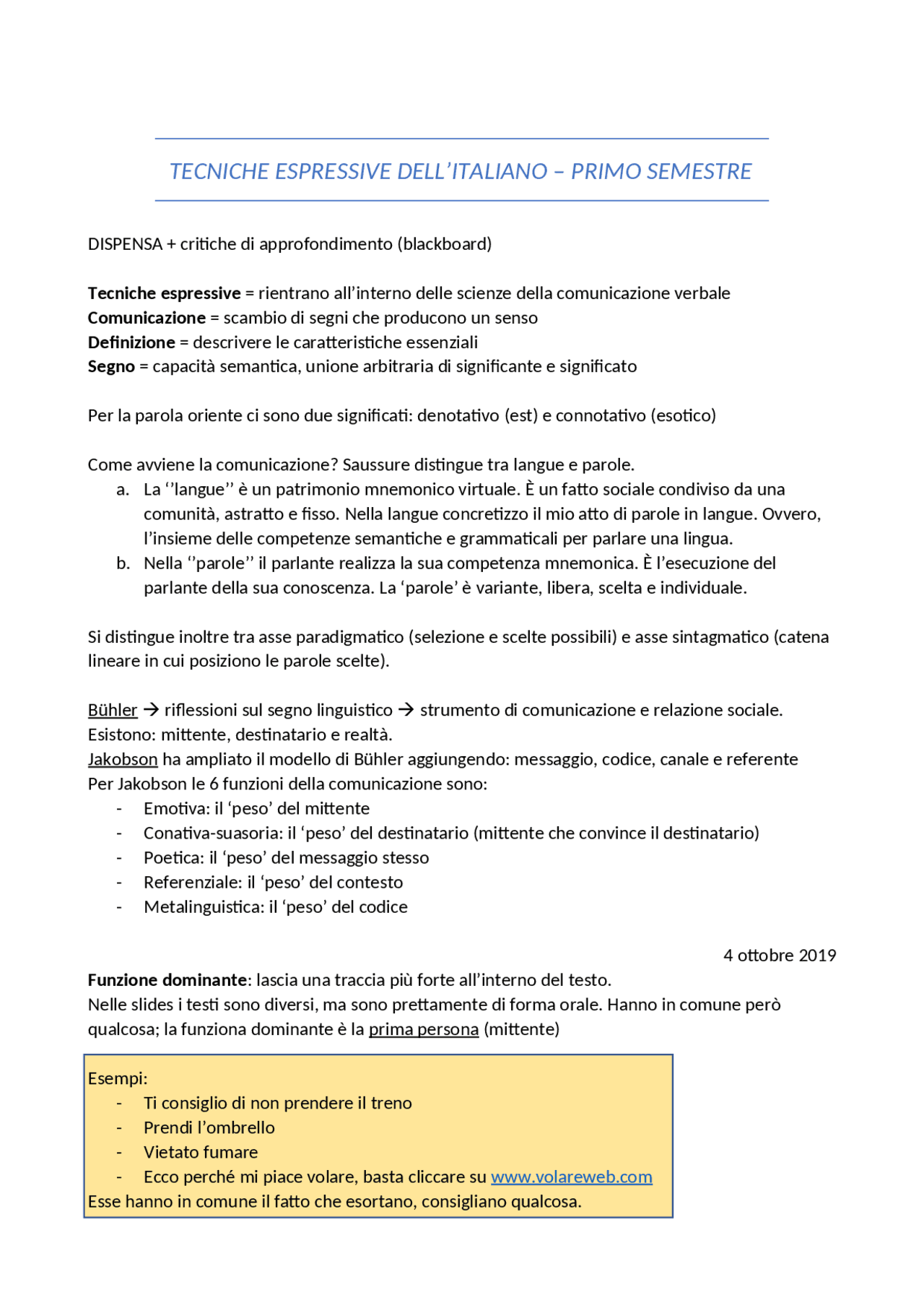 Appunti Tecniche Espressive Docsity