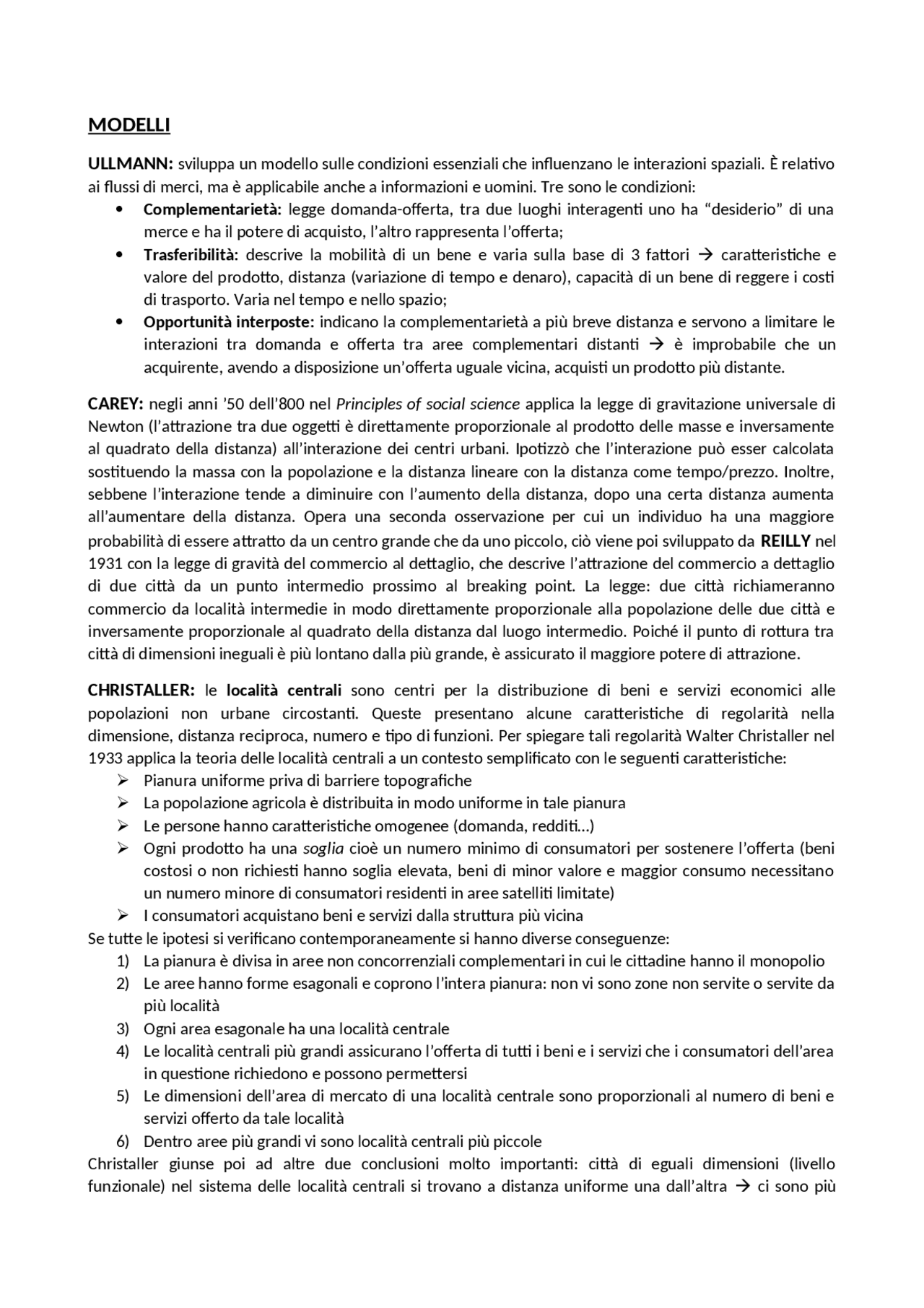 Modelli Di Geografia Docsity
