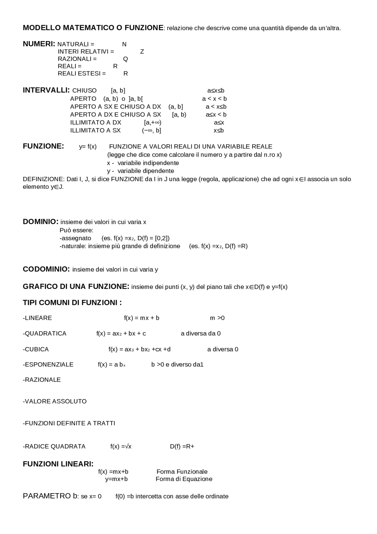 Concetti base di matematica generale - Docsity