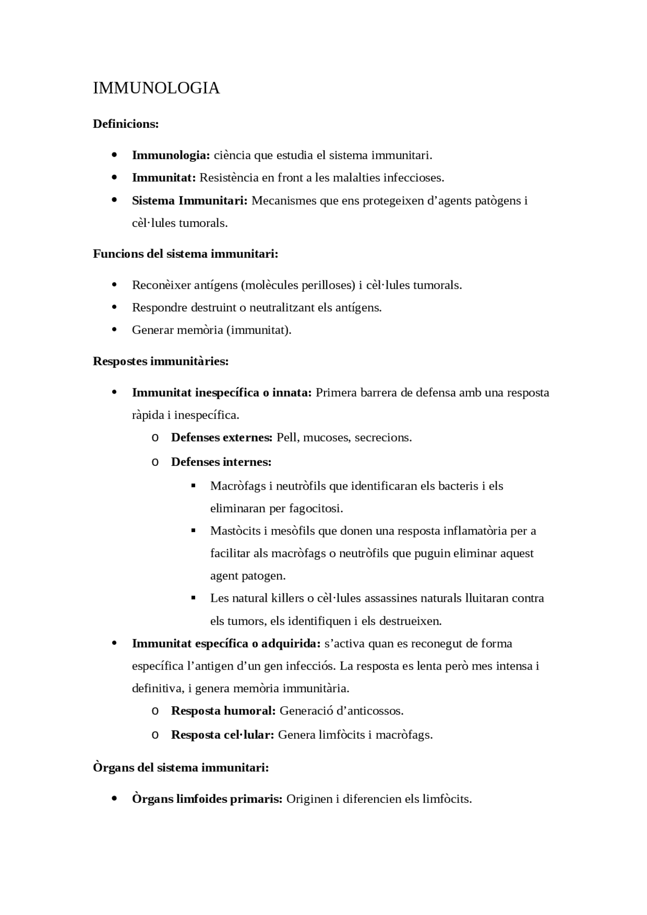 Apuns Immunologia Biologia Batxillerat Docsity
