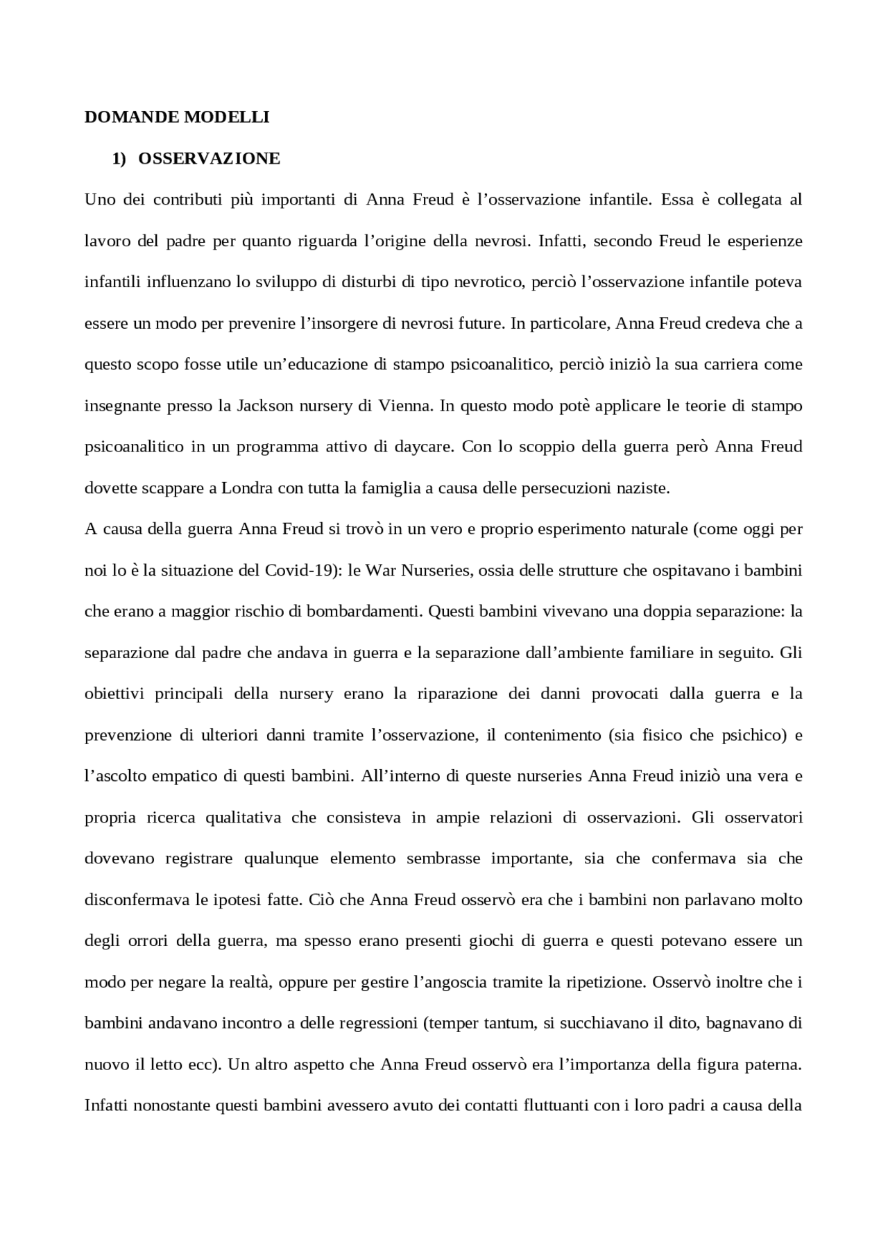 Modelli Psicodinamici Di Clinica Con Bambini E Adolescenti Docsity