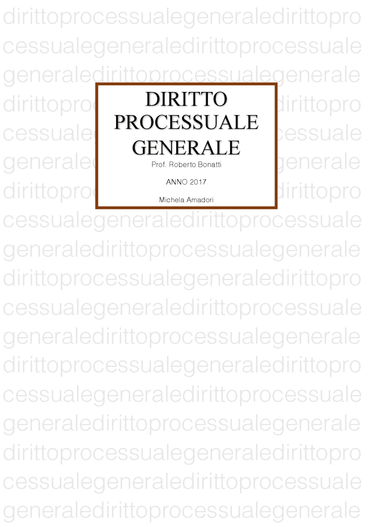 Diritto processuale generale - Docsity