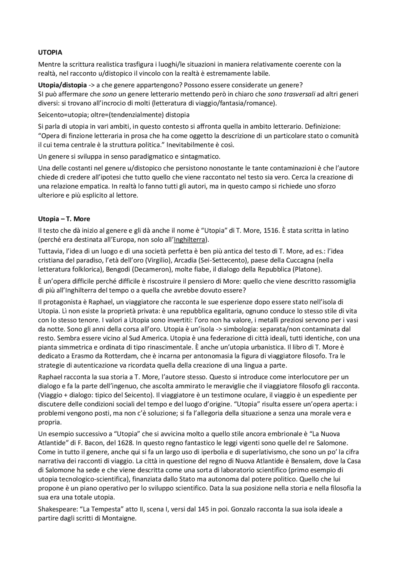 Utopia Di T Moore Docsity