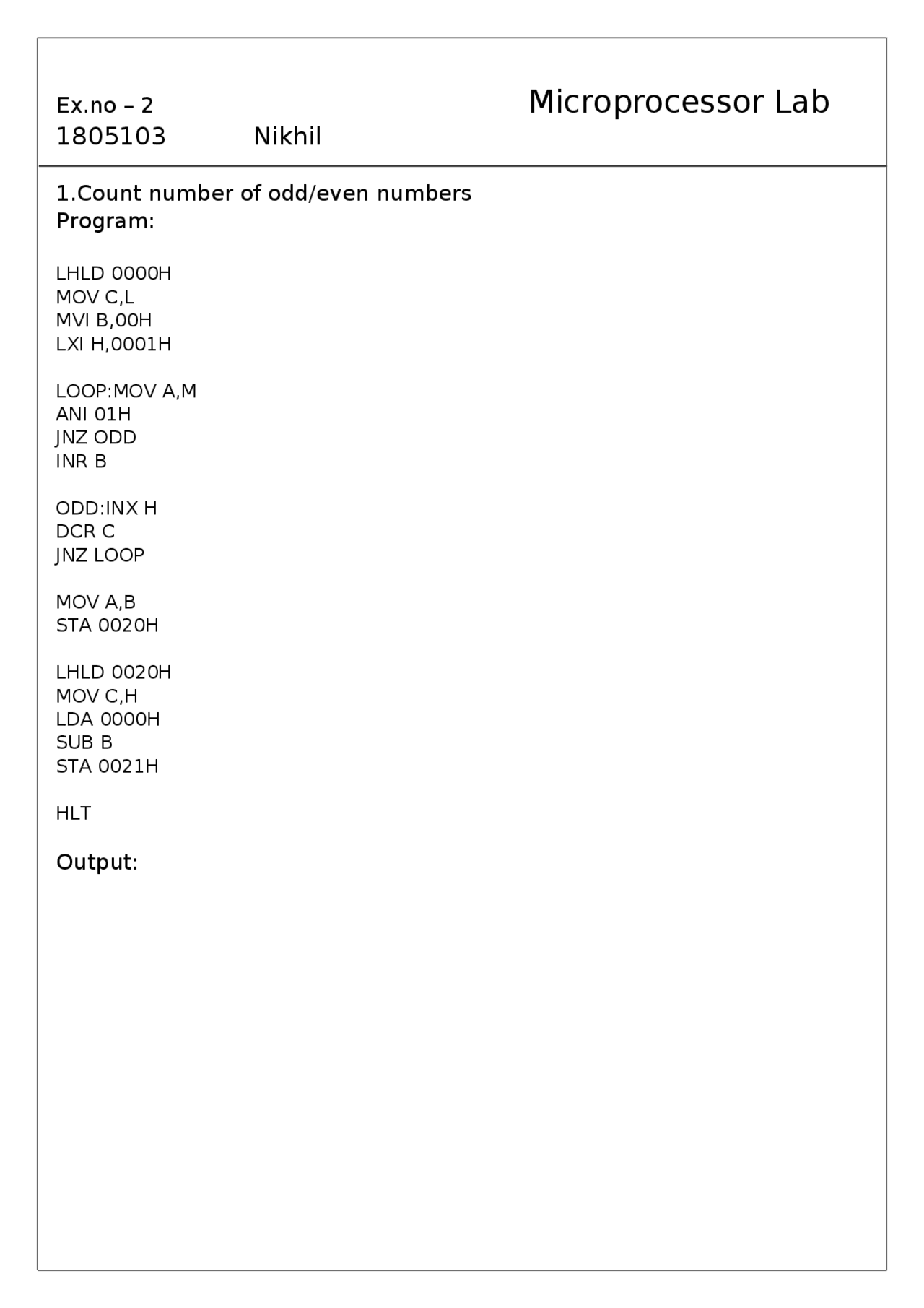 Microprocessor Lab Document Docsity