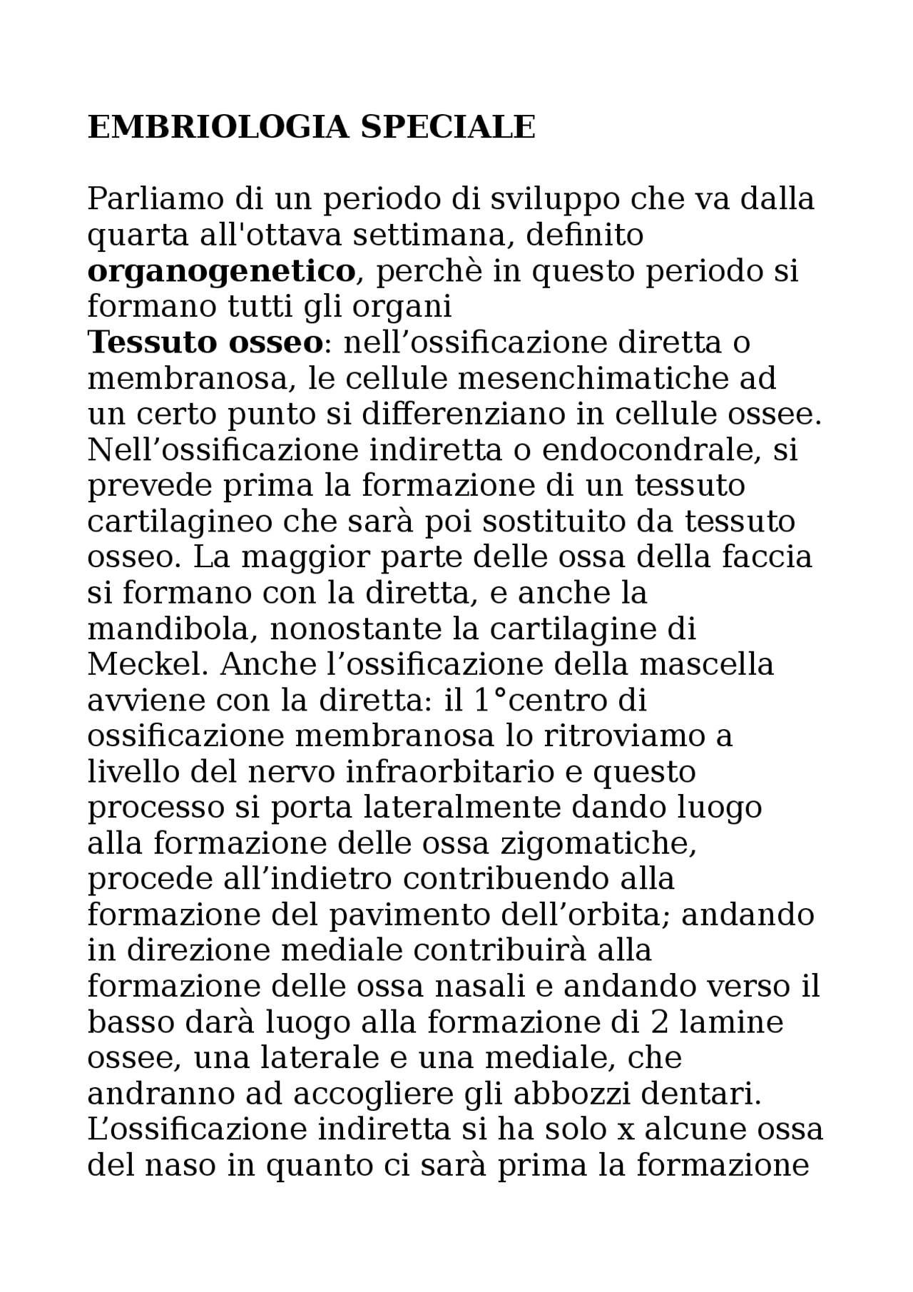 Embriologia Generale Docsity