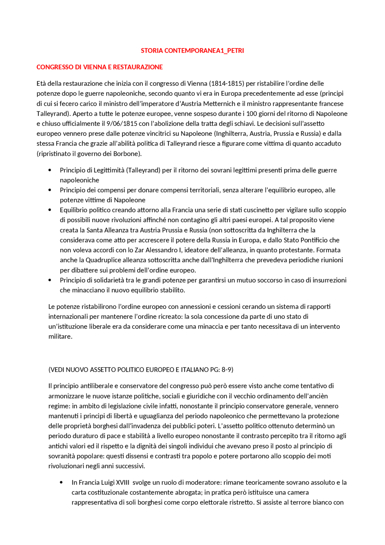 Storia Contemporanea Modulo 1 Docsity