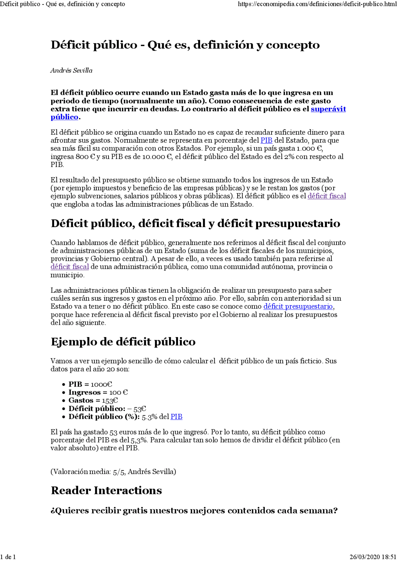 Déficit público definición - Docsity