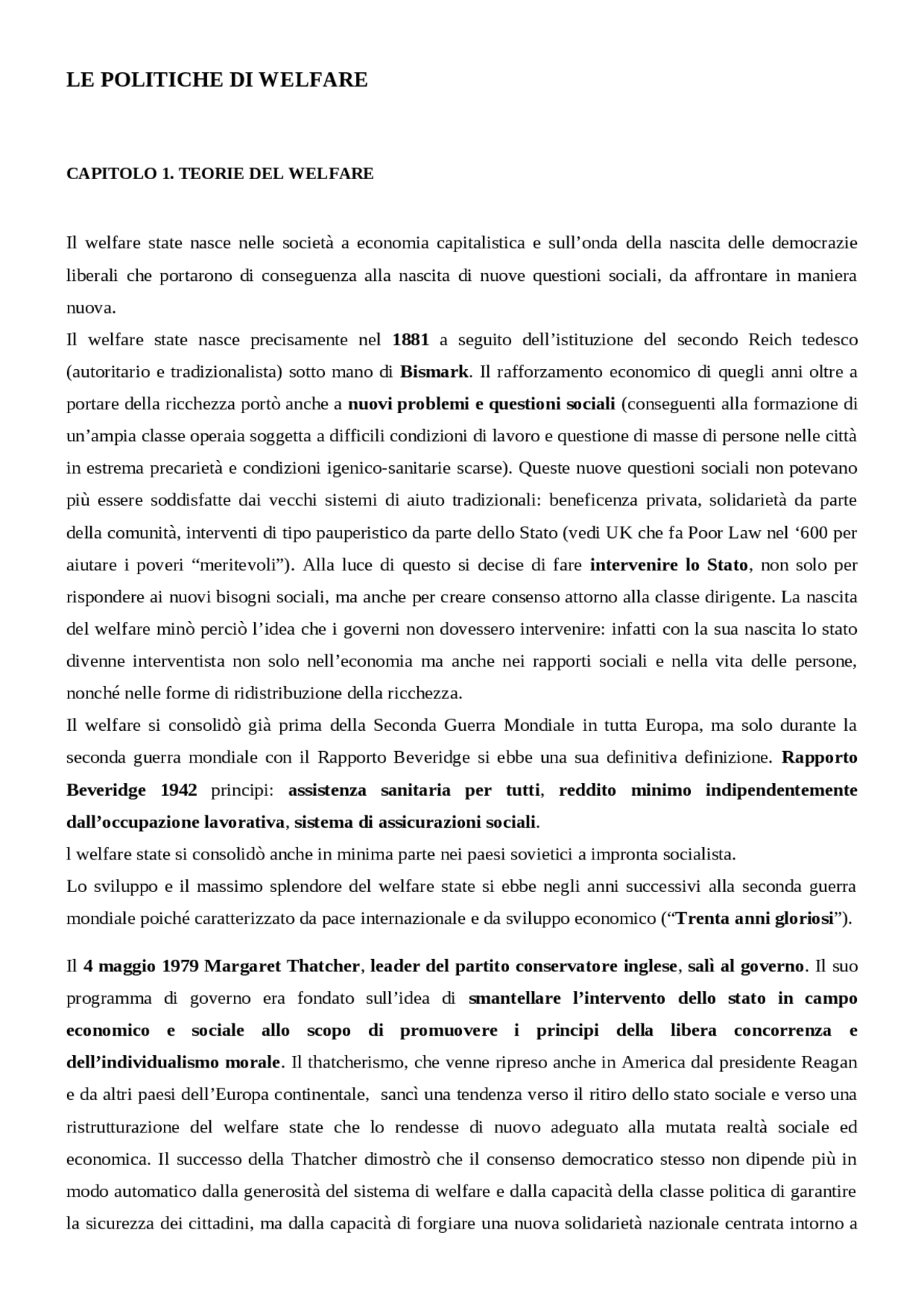 Le Politiche Di Welfare Docsity