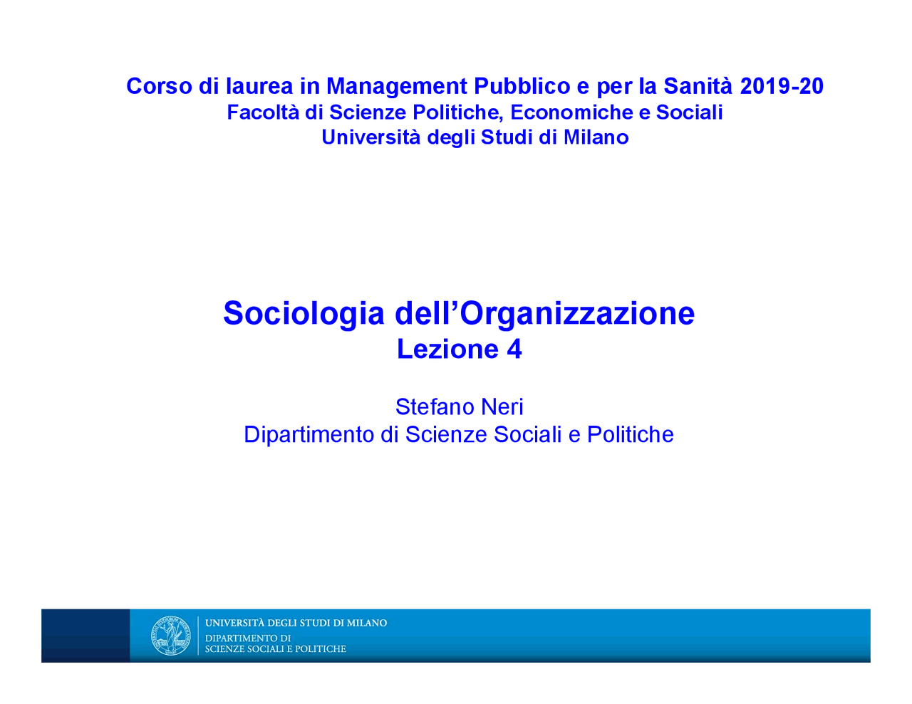 Sociologia Dellorganizzazione Prof Neri 4 Unimi Docsity