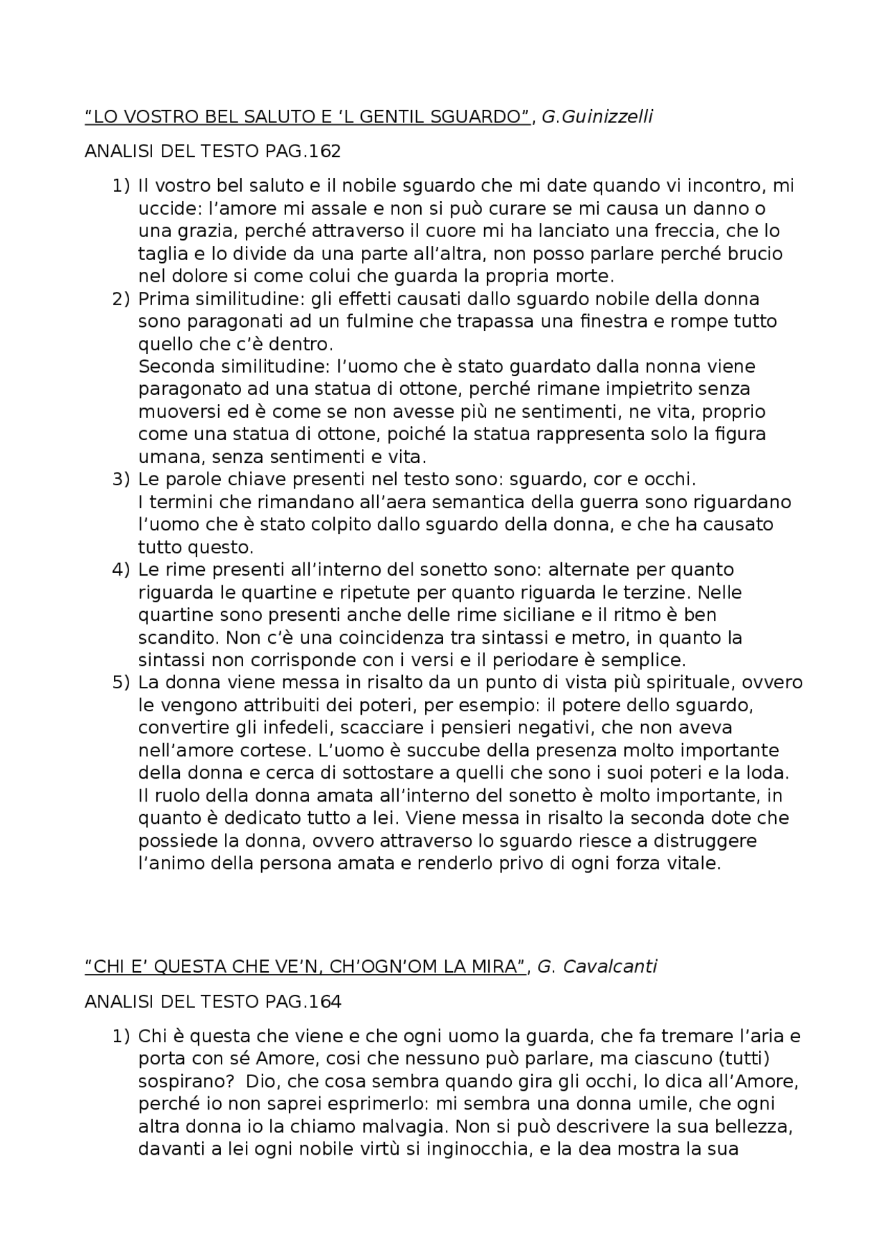 Analisi Del Testo Gguinizzelli Docsity
