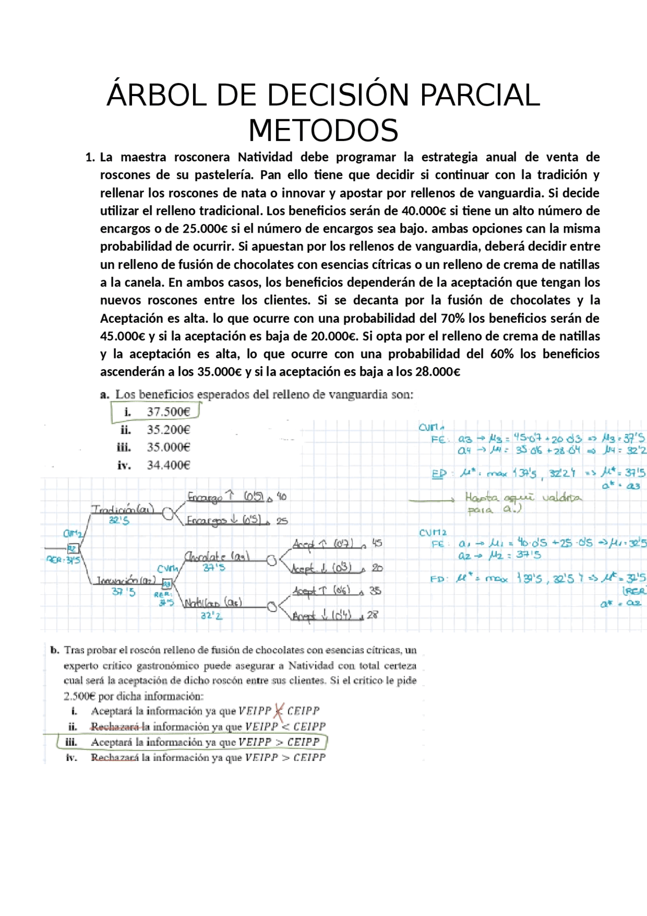 Examen Parcial De Métodos De Decisión Empresarial Docsity