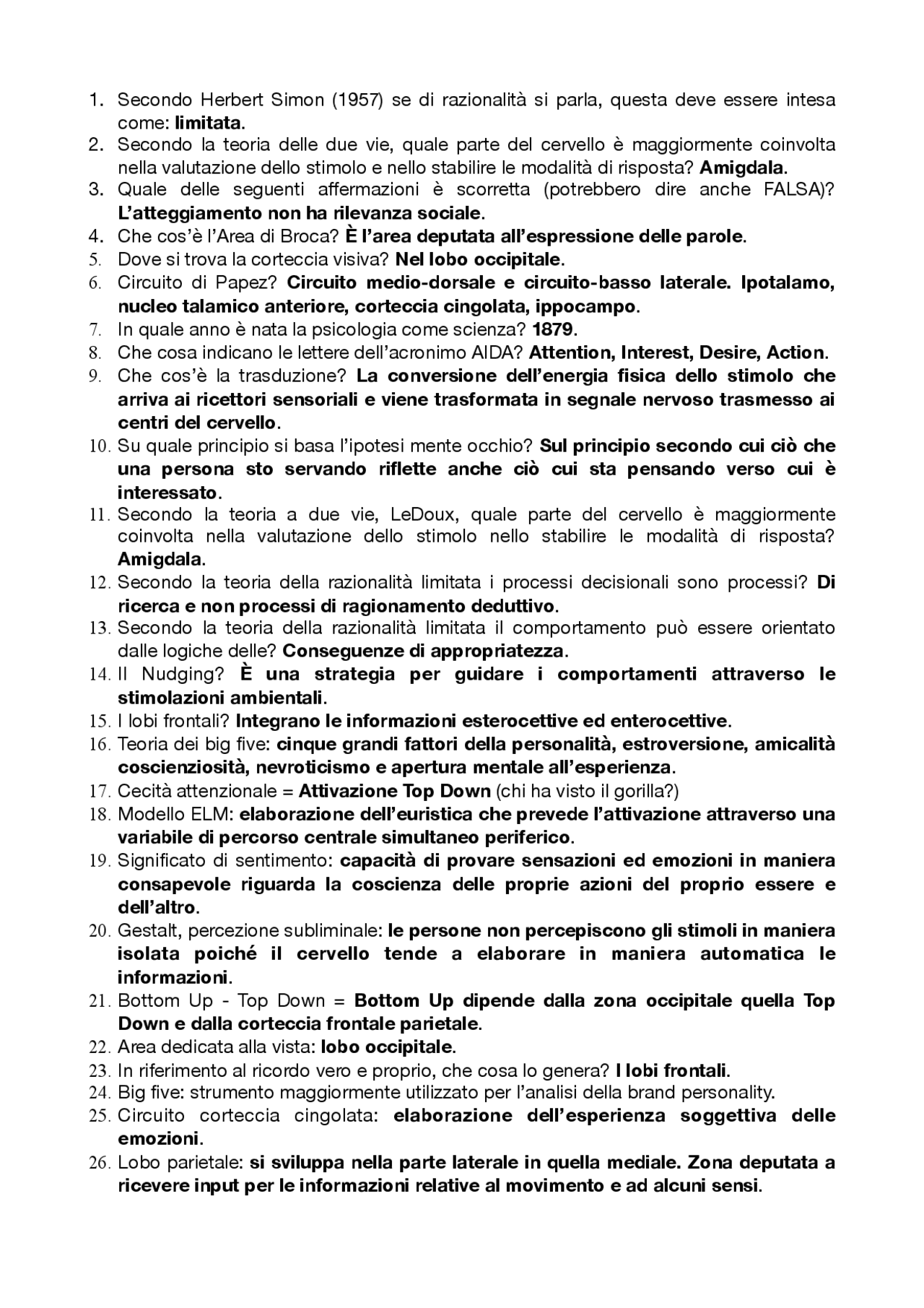 Domande Esame Neuromarketing Docsity
