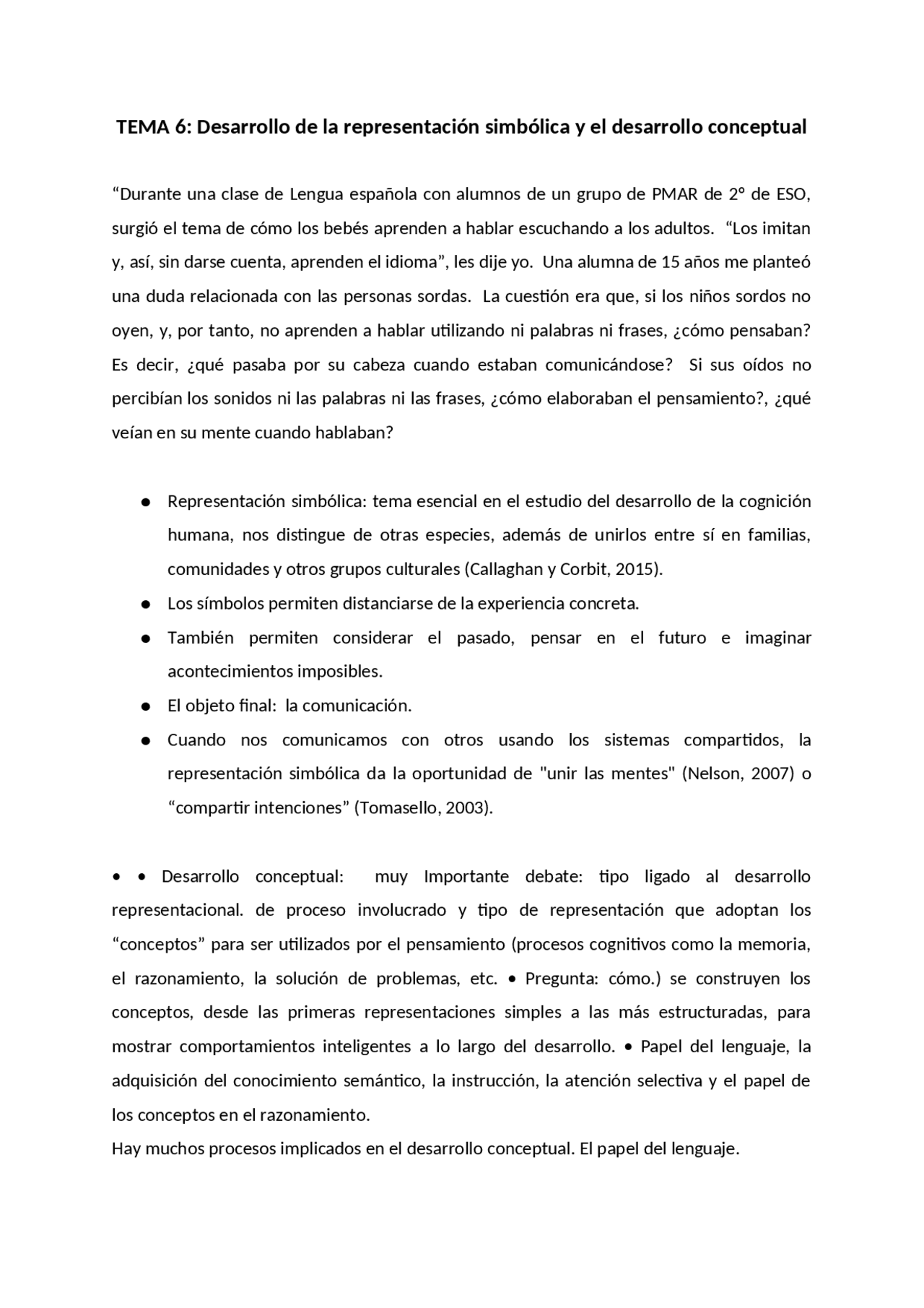 Tema 6 Desarrollo Cognitivo Docsity