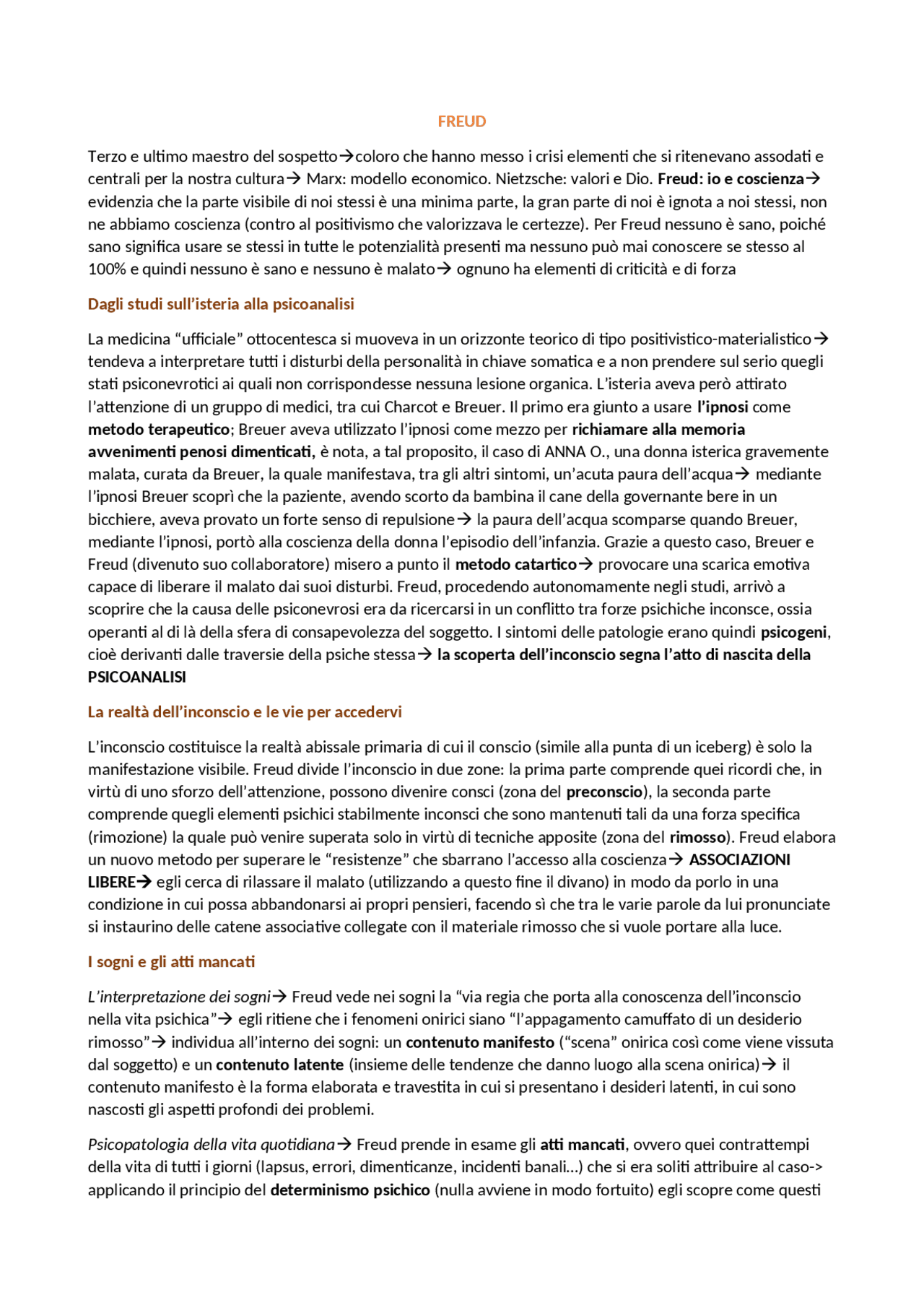 Sintesi Freud Per Liceo Docsity