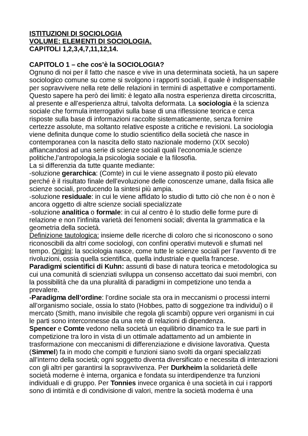 Istituzioni Sociologiche Docsity