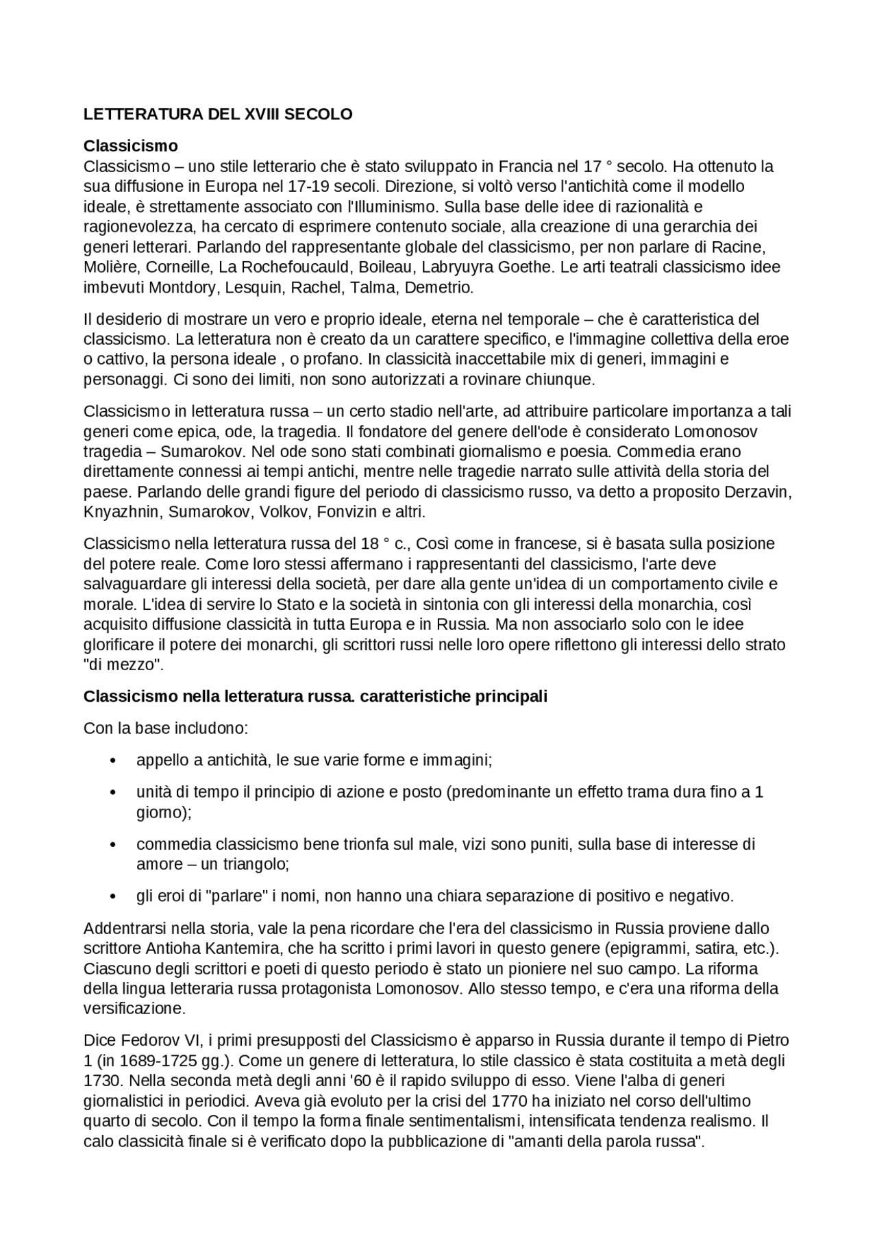 Letteratura Del Xviii Secolo Docsity