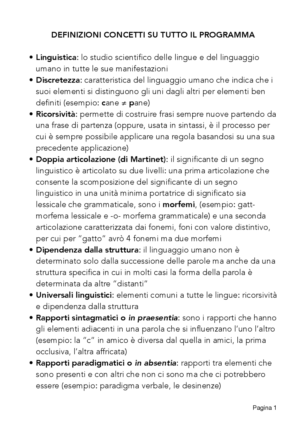 Concetti Chiave Di Linguistica Generale Docsity