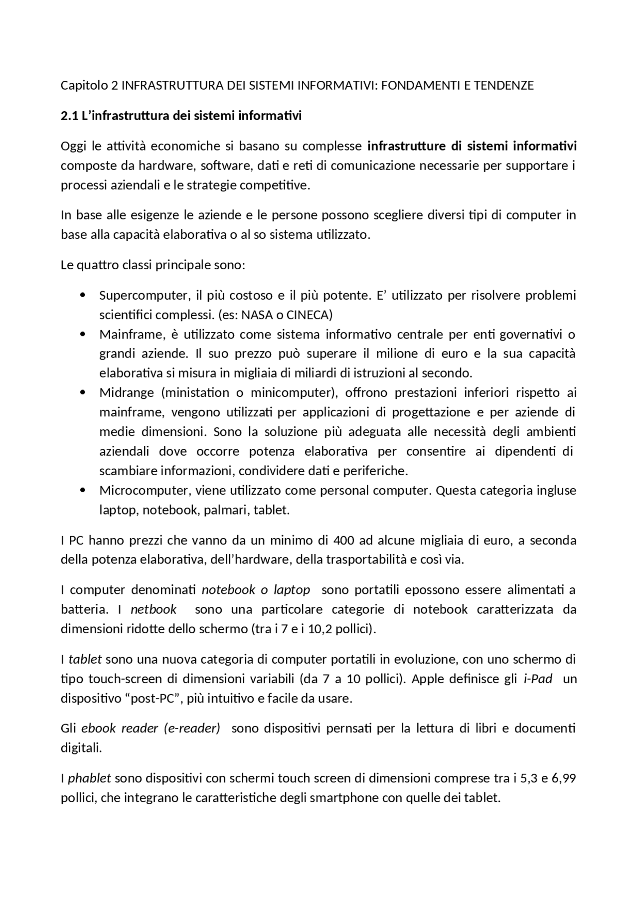 Riassunto Cap 2 Libro Ict Prof Carignani Docsity