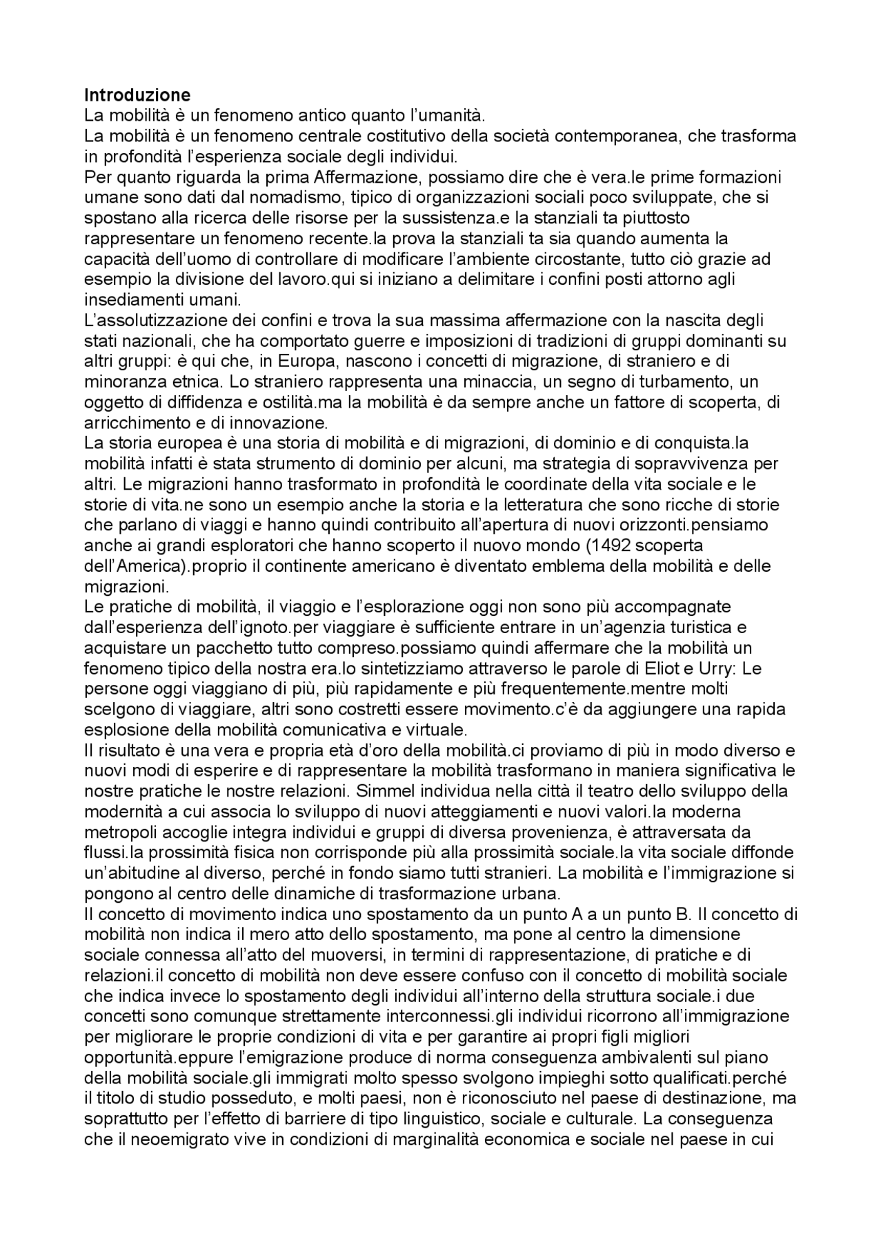 Mobilità E Migrazioni Docsity