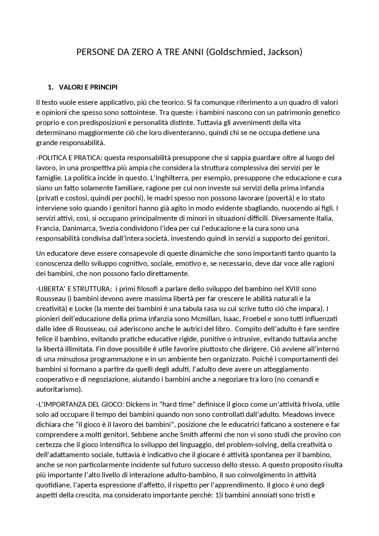 Persone Da Zero A Tre Anni Docsity