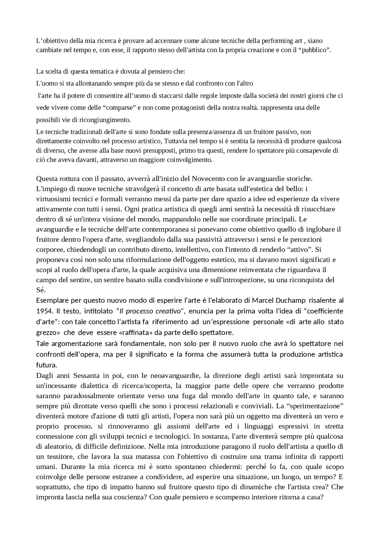 La Nascita Della Performance Docsity